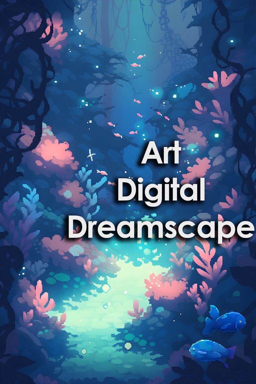 Pixel Art Coral Deep Sea, Art Digital Instant Download, Printable Home ...