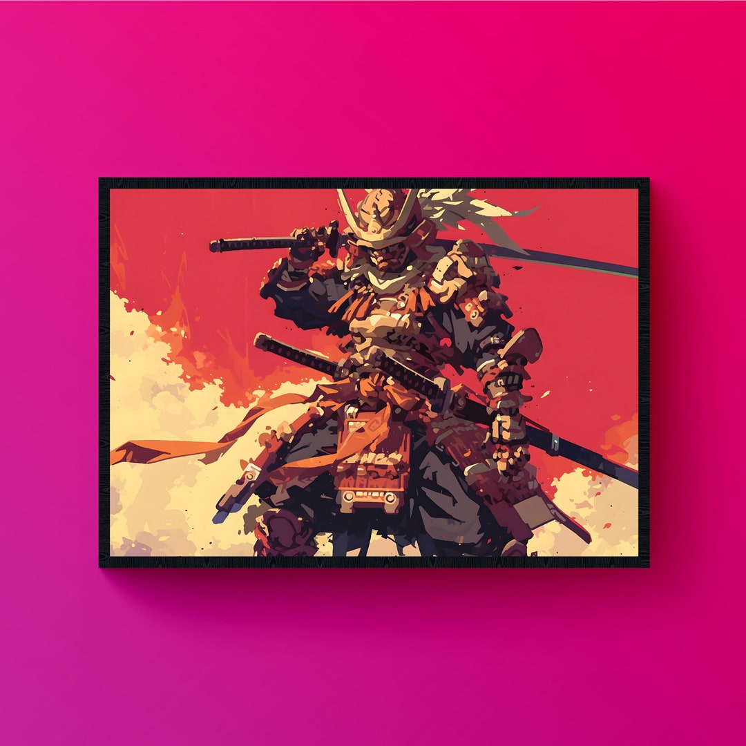 Abstract Art Samurai Warrior Armor Katanas Minimalistic, Art Digital ...