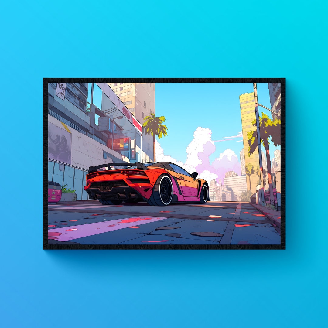 GTA Style Lamborghini, Digital Car Art Instant Download Printable Home ...