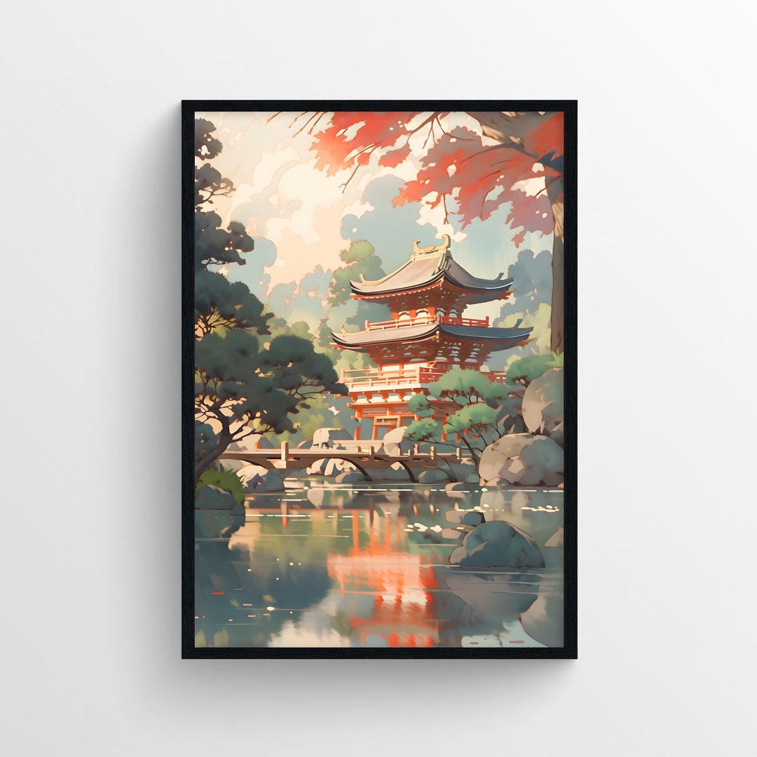 Artistic Japan Lakeside Tower, Art Digital Instant Download, Printable ...
