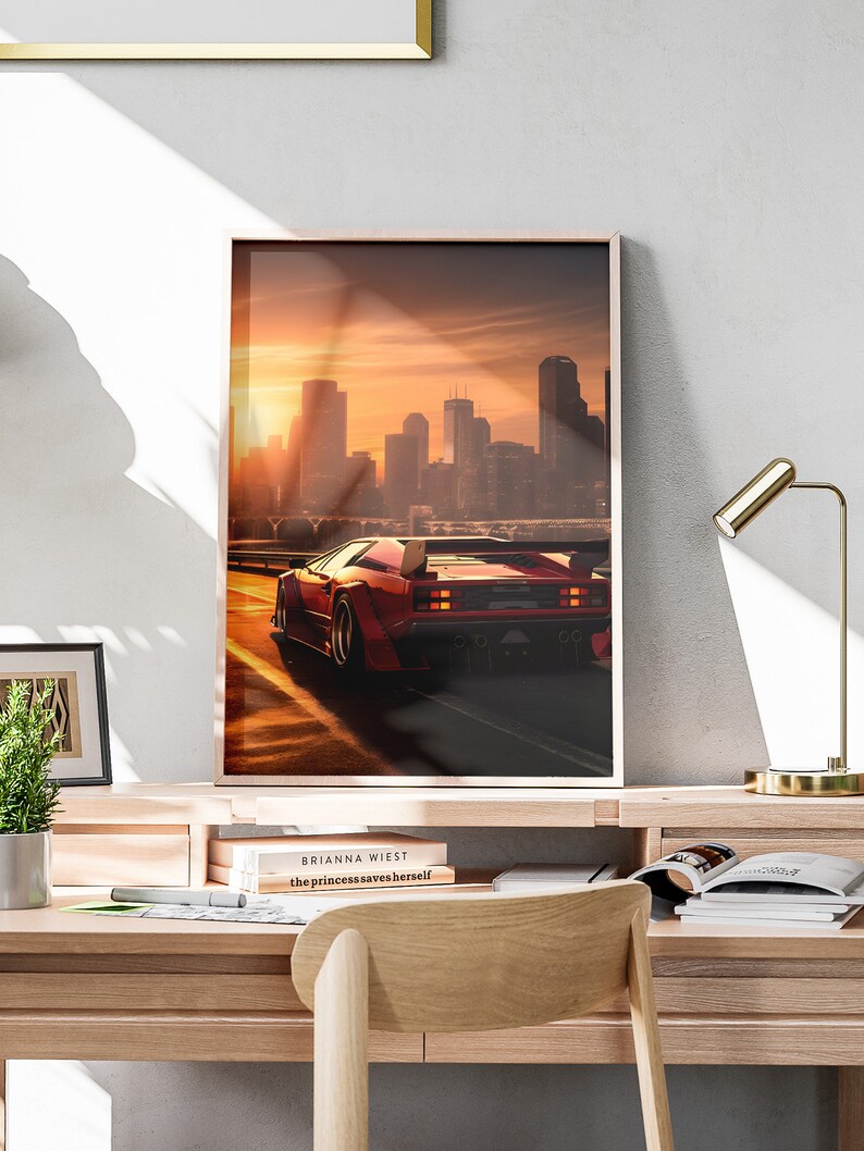 Lamborghini Countach Bodykit City Sunset Digital Car Art - Etsy