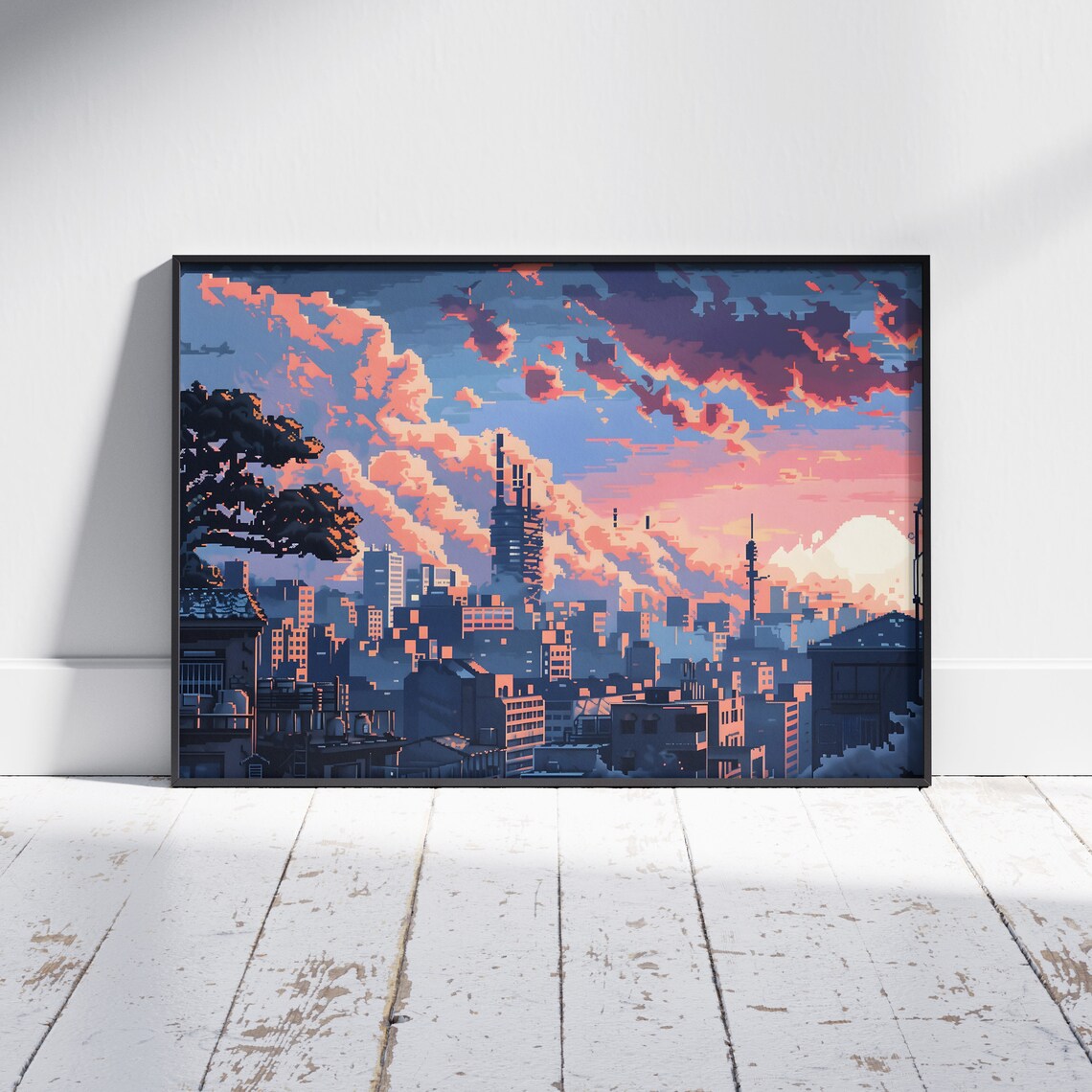 Sunset City Pixel Art, Digital Art Instant Download, Printable Home ...