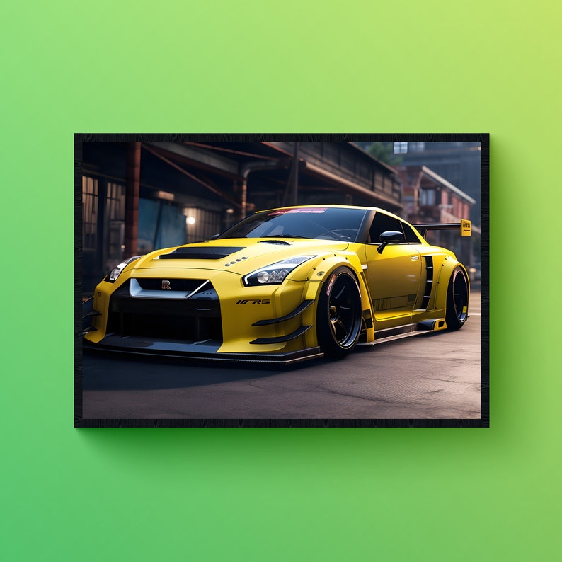 Nissan GTR R35 Nismo Yellow Digital Car Art Instant Download - Etsy