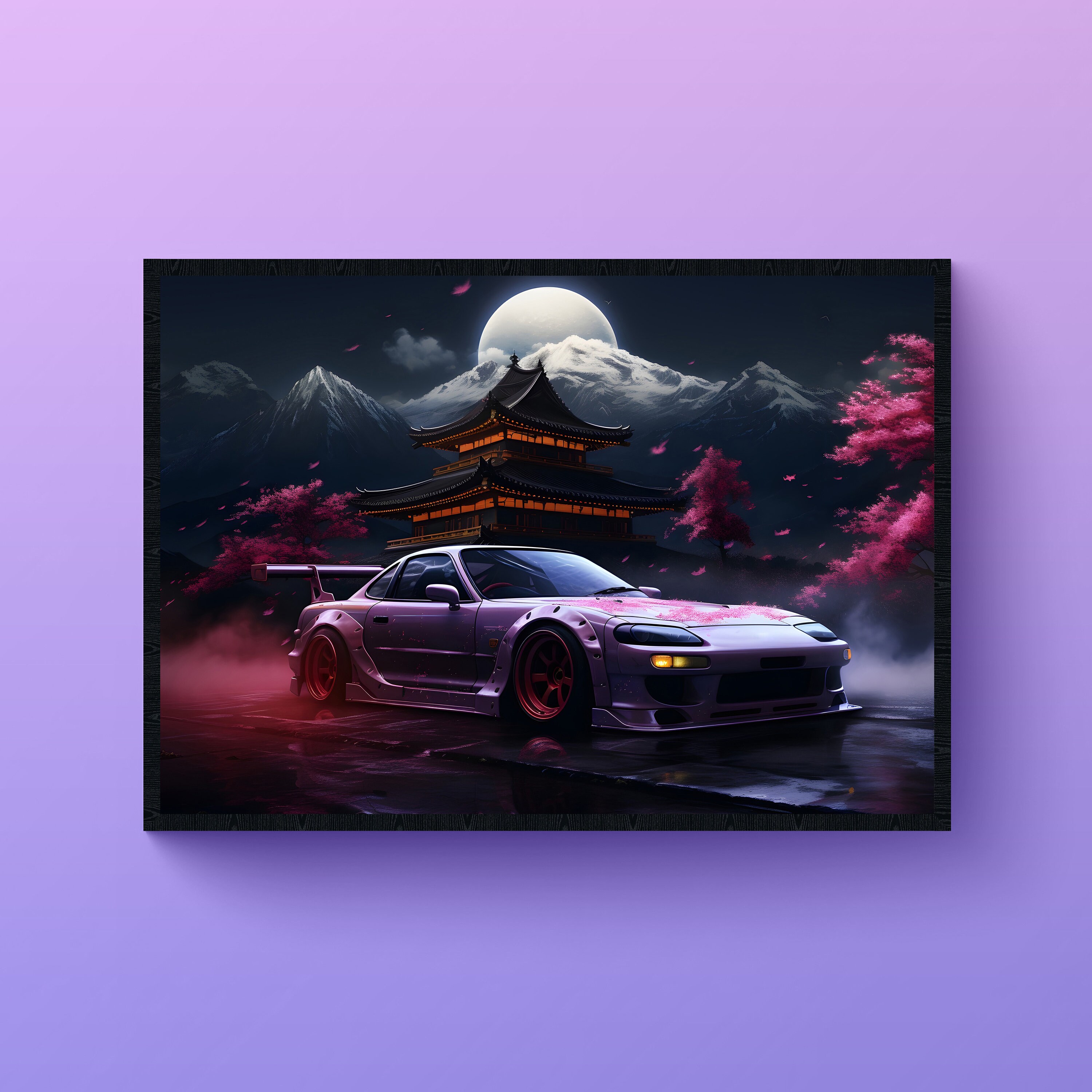 Mazda RX7 Traditional Japanese Tower Digital Car Art Instant - Etsy