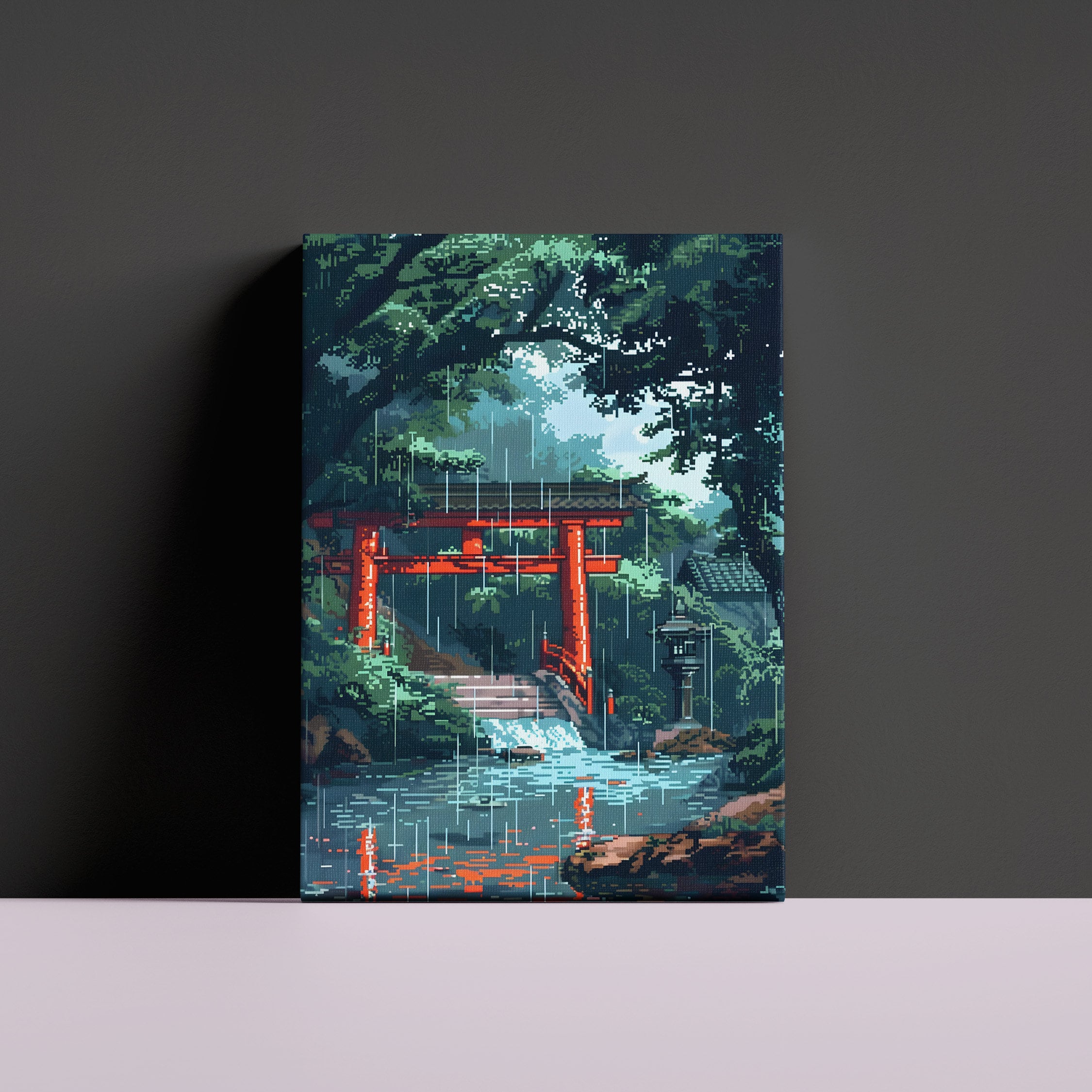 Pixel Art Japanese Torri Gate Lake, Art Digital Instant Download ...