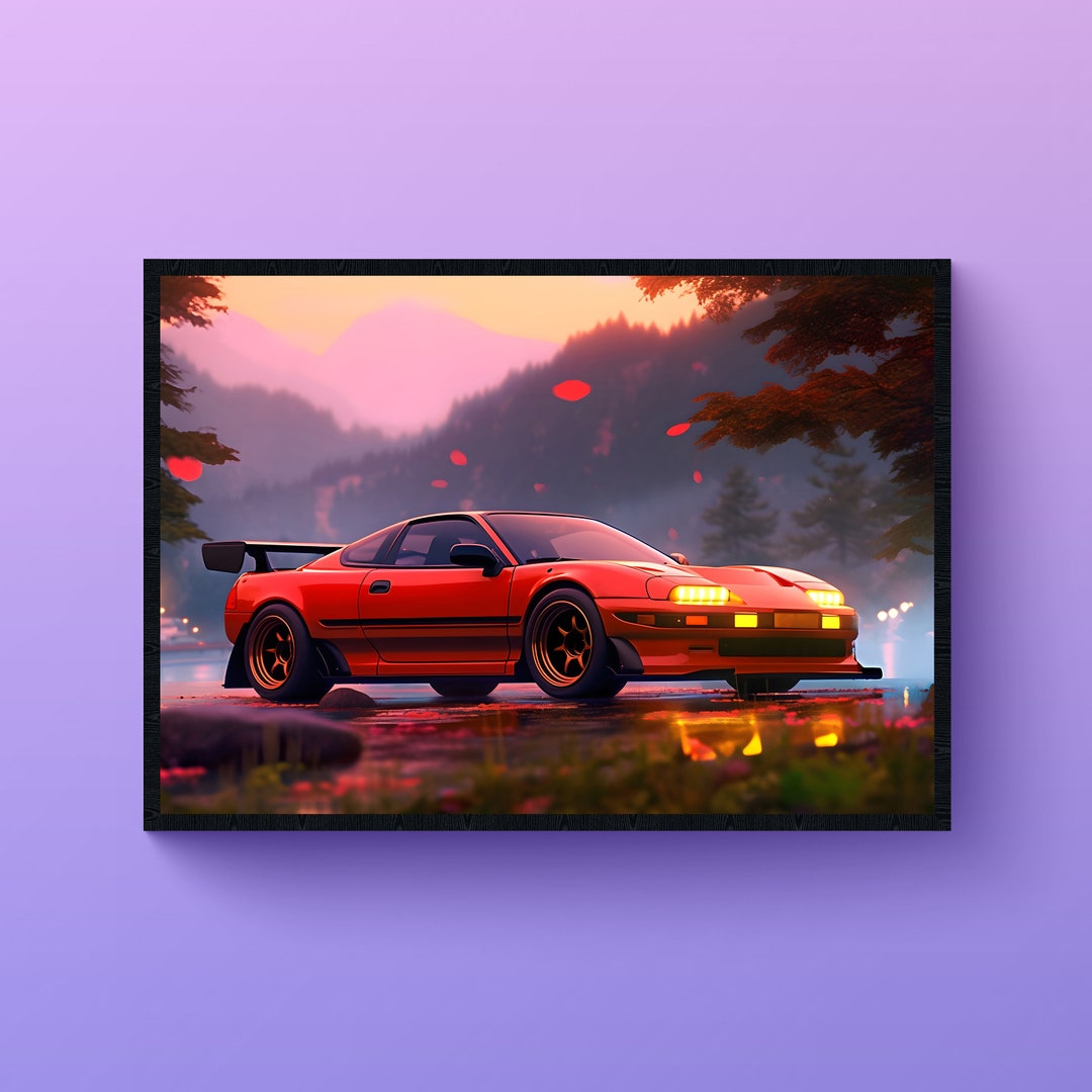 Toyota MR2 Red Japanese Digital Car Art Instant Download - Etsy
