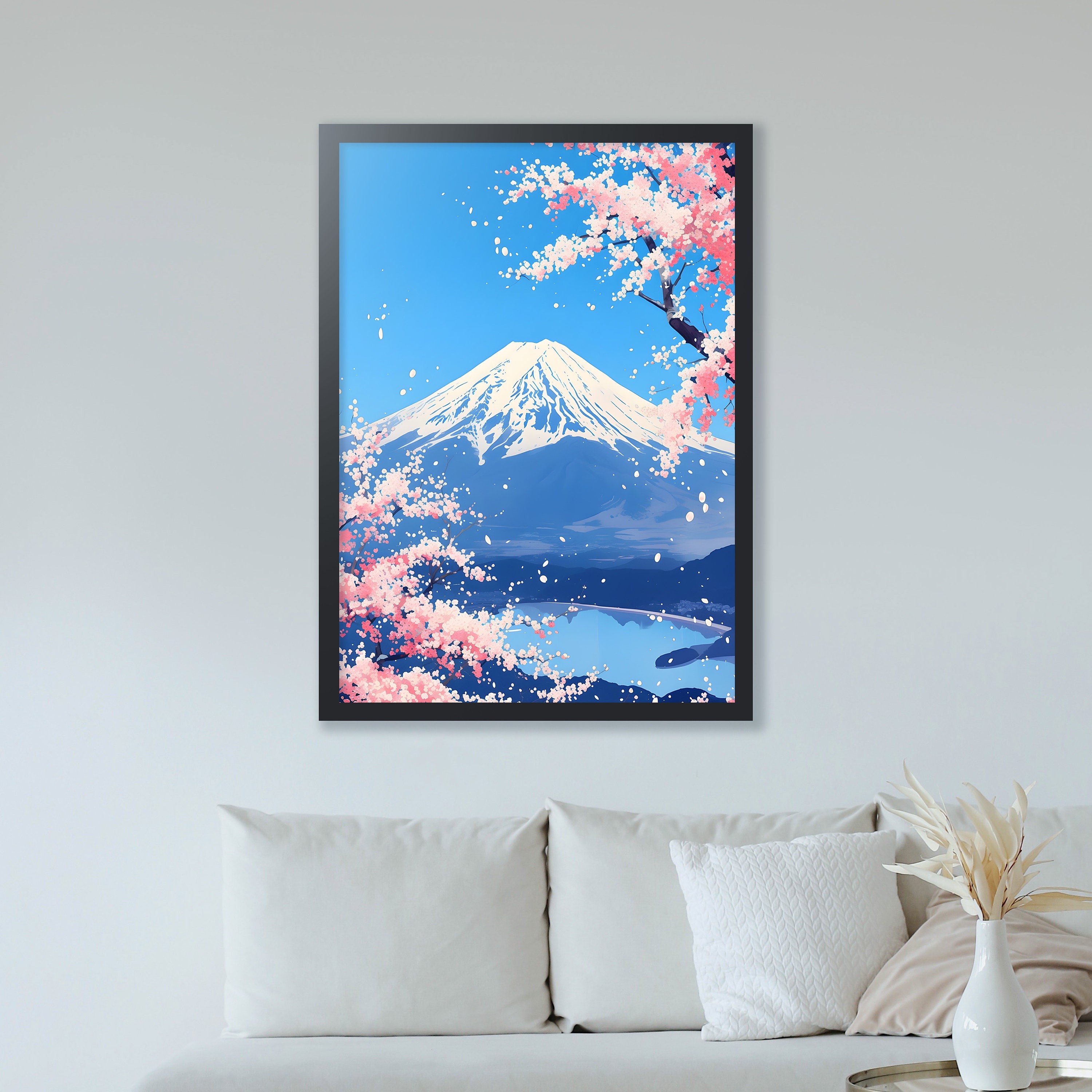Mount Fuji Pink Sakura Pink Minimalistic Art, Instant Download ...