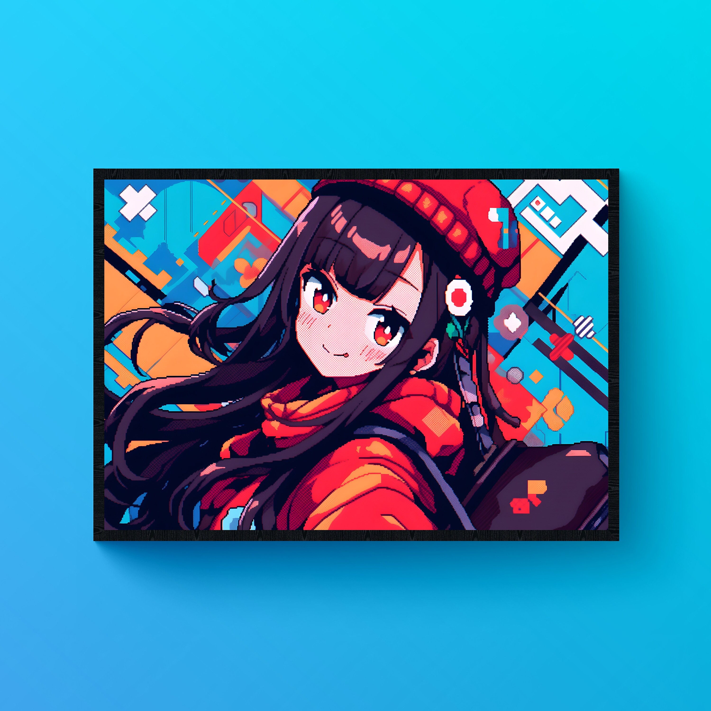 Anime Girl Pixel Art Cute Digital Car Art Instant Download Printable