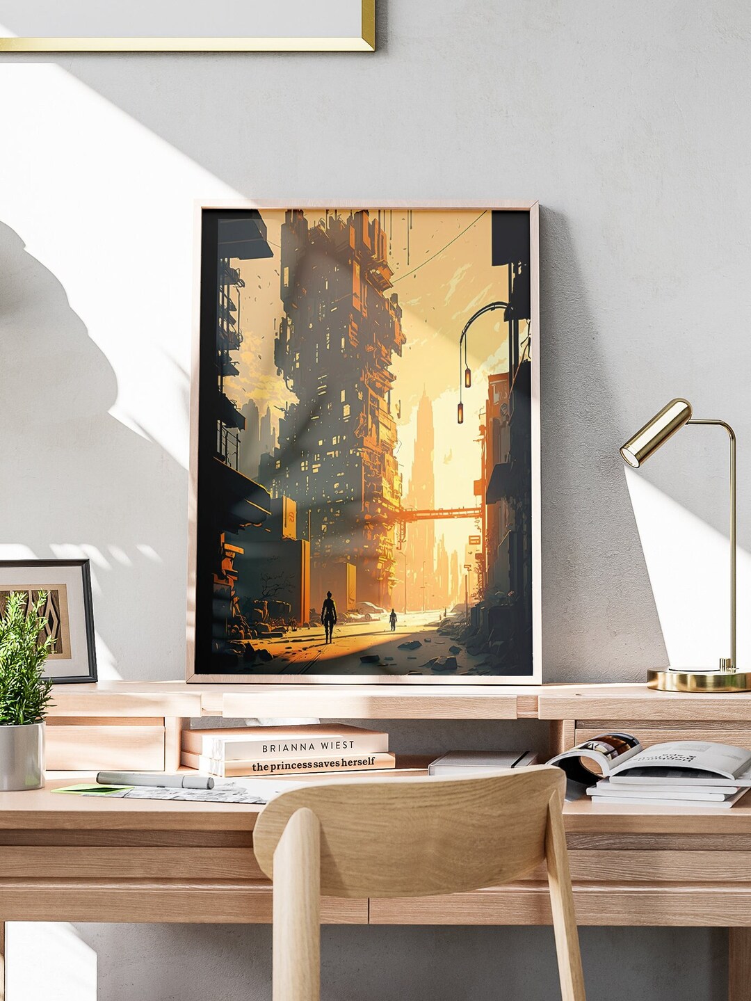 Yellow Cyberpunk Skyscraper, Art Digital Instant Download, Printable ...