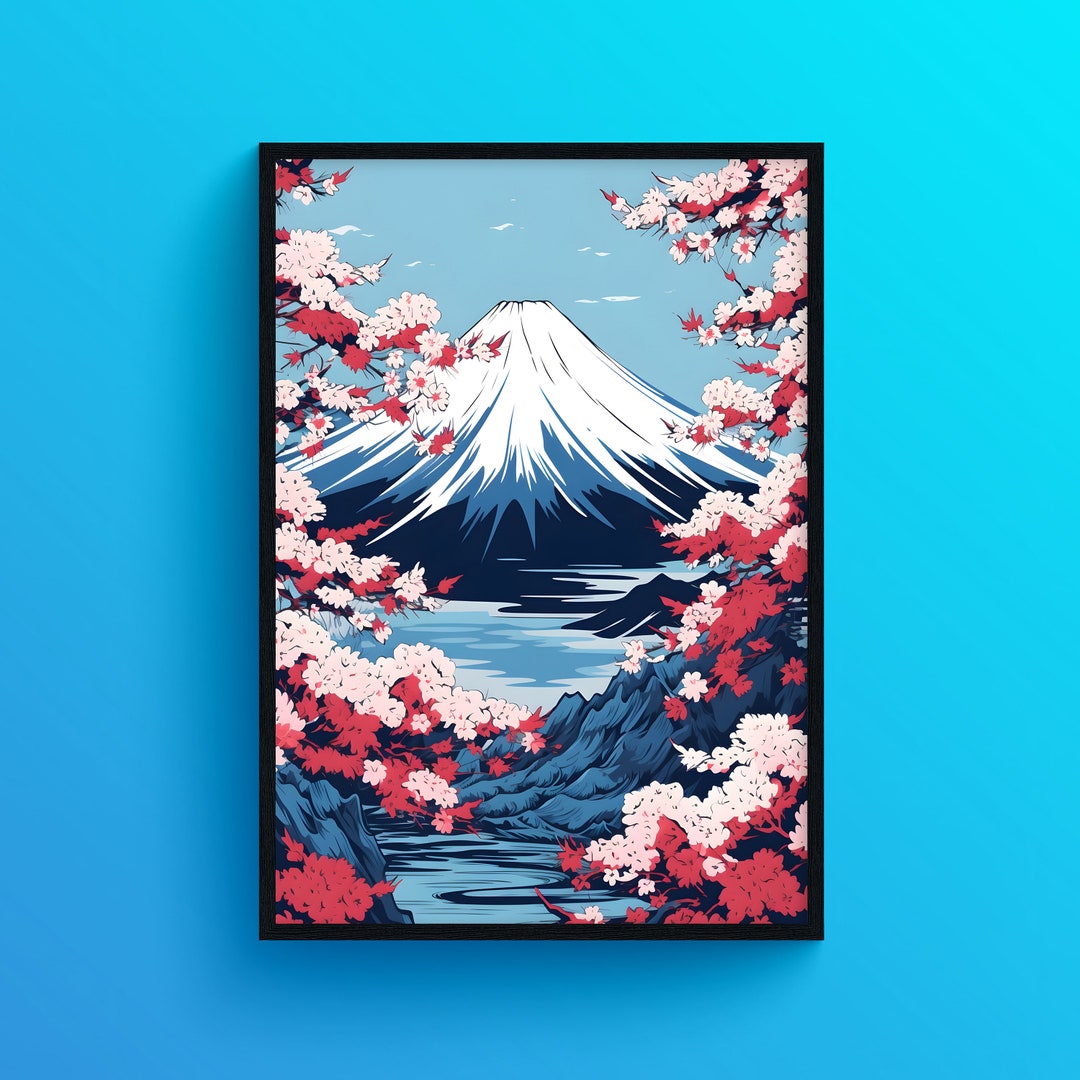 Vintage Japanese Mount Fuji Painting, Art Digital Instant Download ...