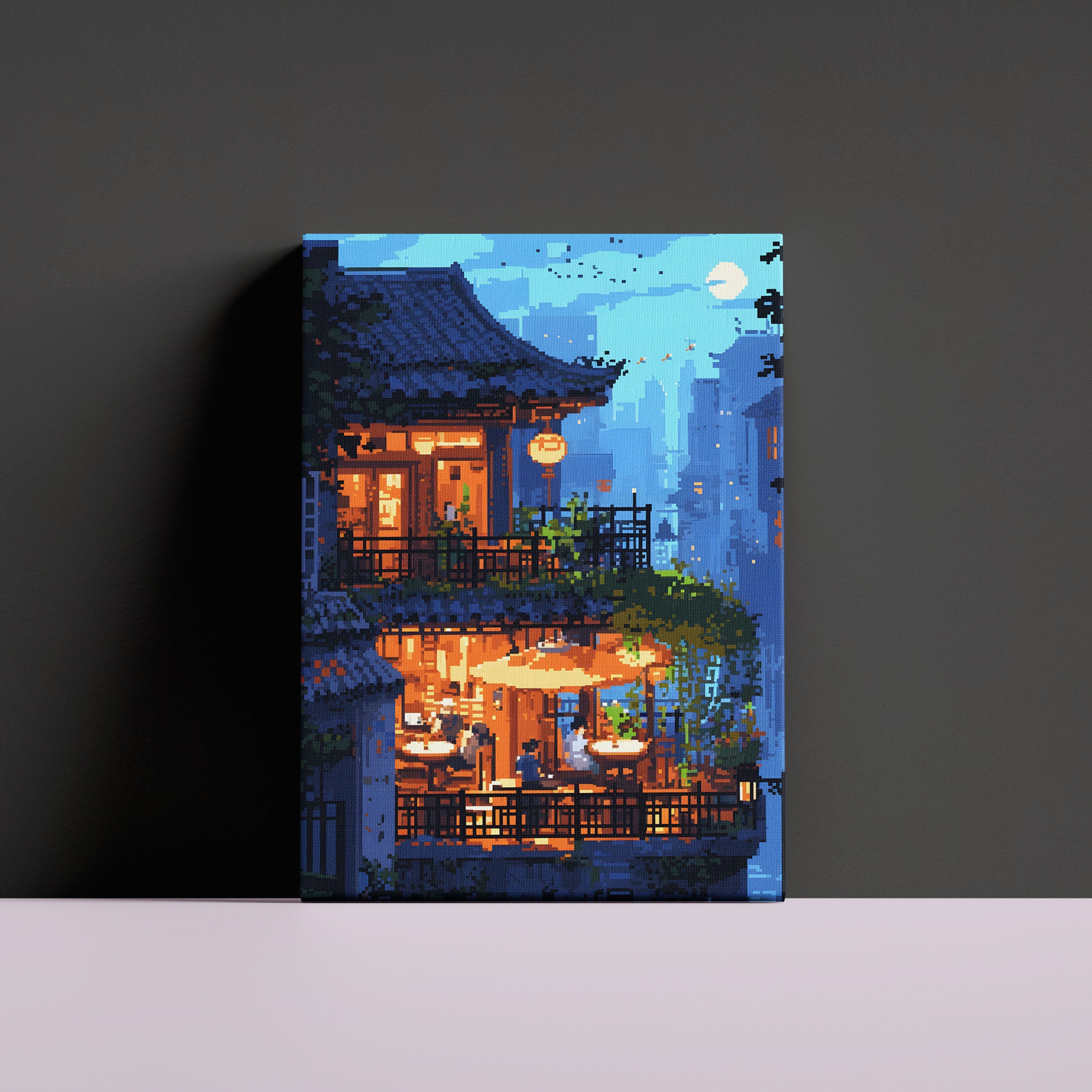 Pixel Art Bright City Apartment Balcony Sky, Art Digital Instant ...