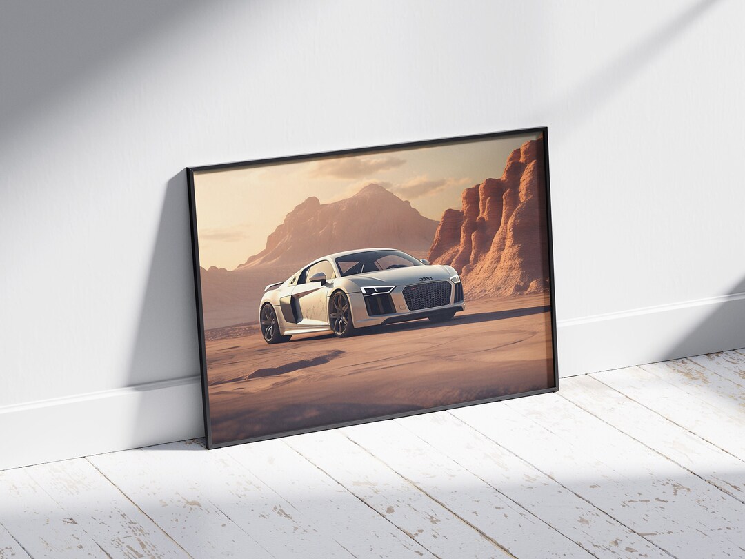 Audi R8 Silver Desert, Digital Car Art Instant Download Printable Home ...