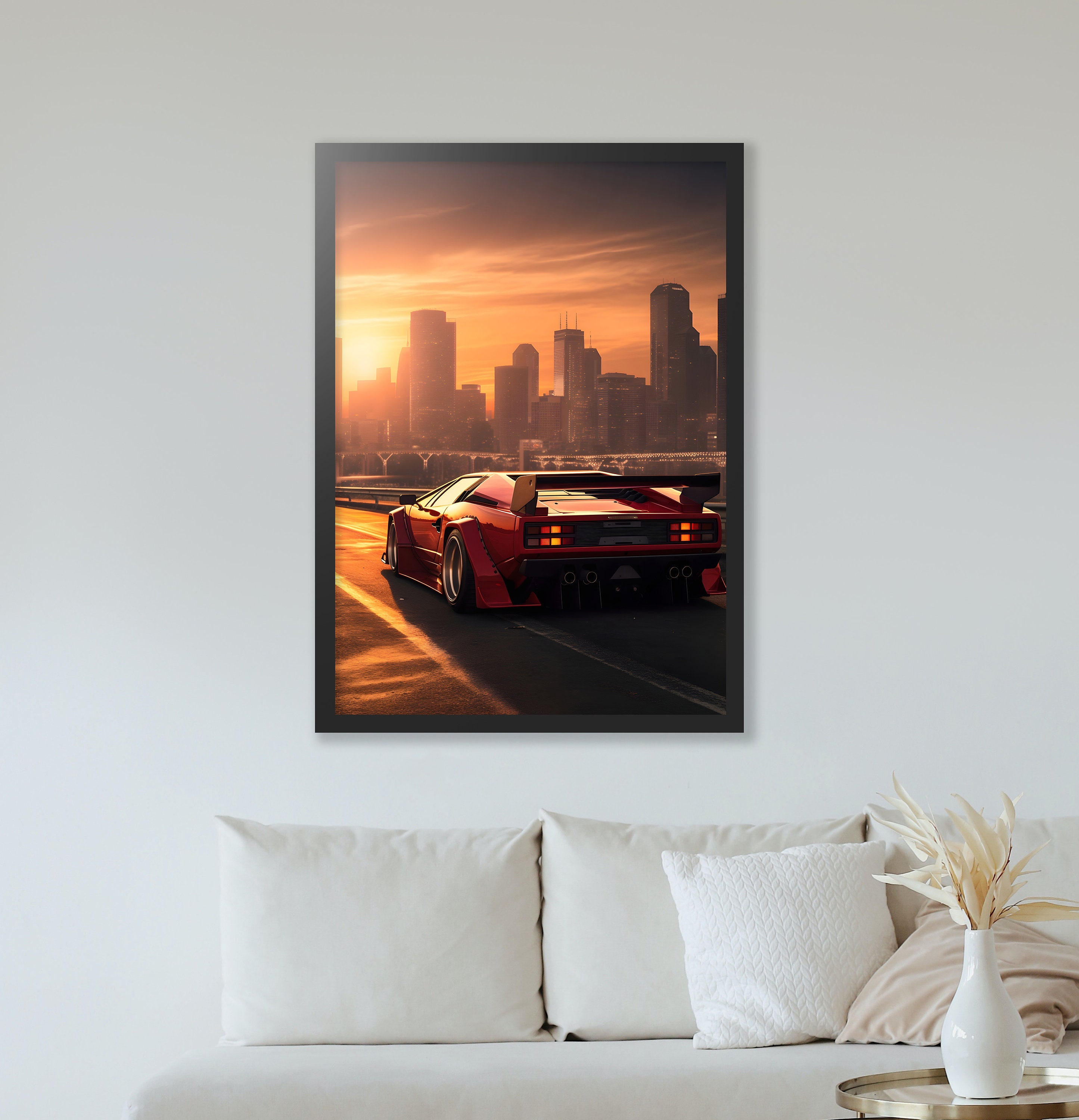 Lamborghini Countach Bodykit City Sunset, Digital Car Art Instant ...