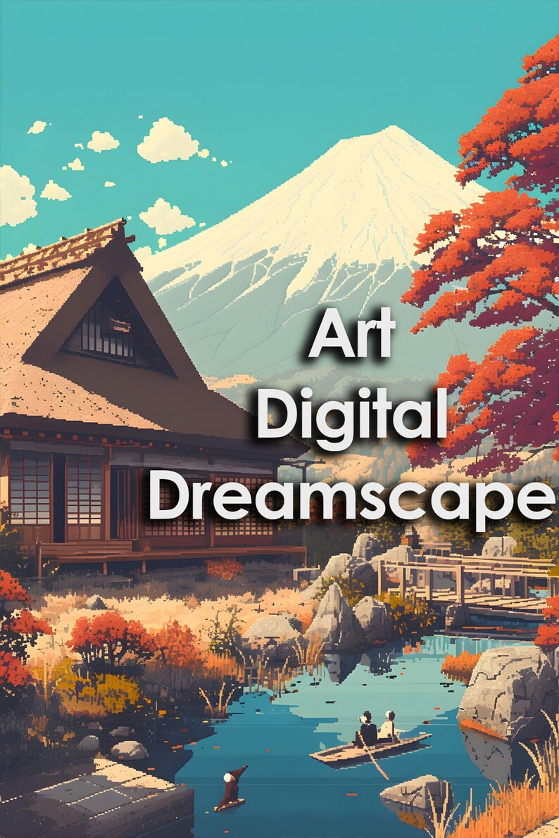 Pixel Art Traditional Japanese Village House, Art Digital Instant ...