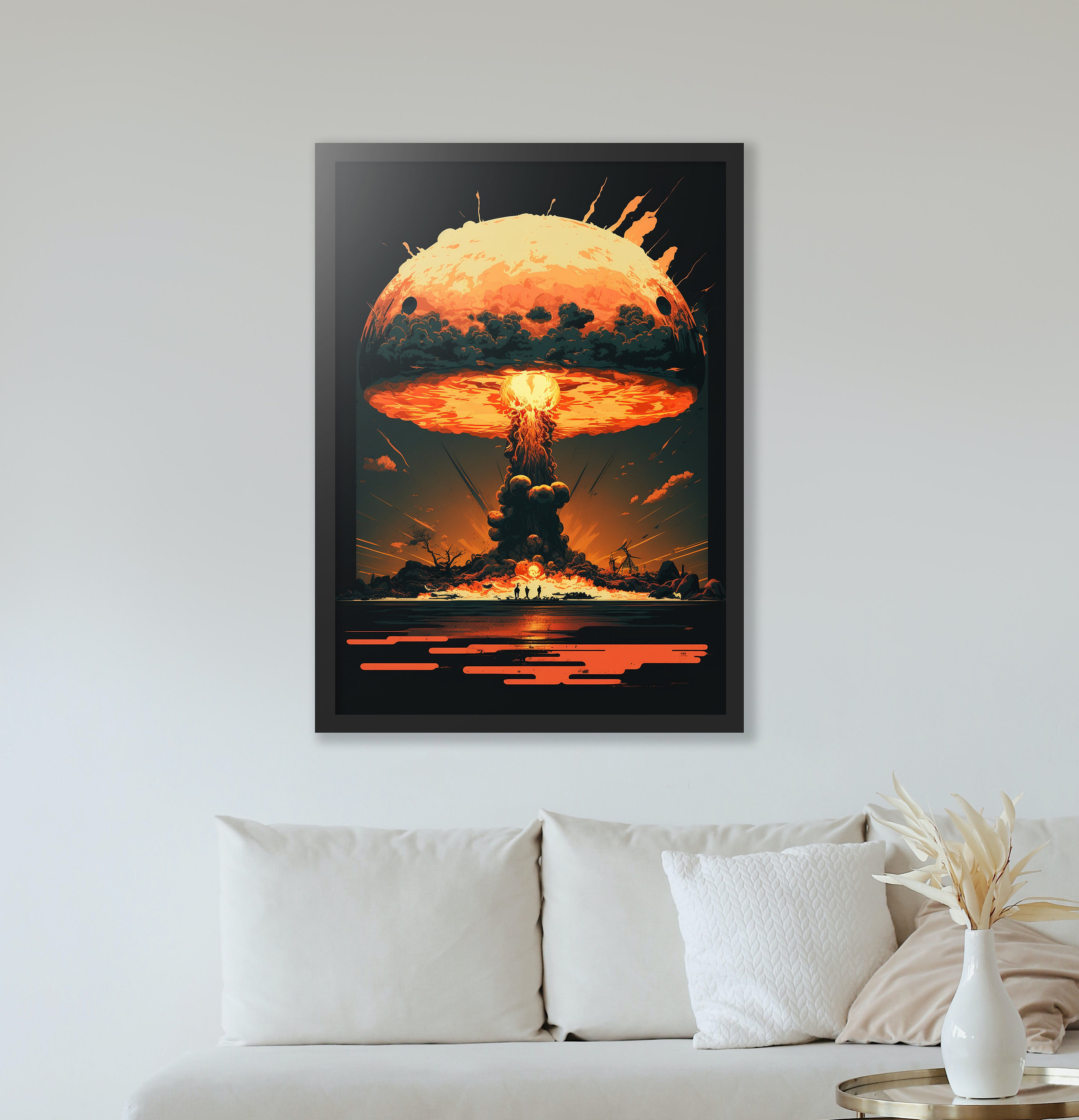 Mushroom Cloud Explosion Art Instant Download, Illuminated Burning Sky ...
