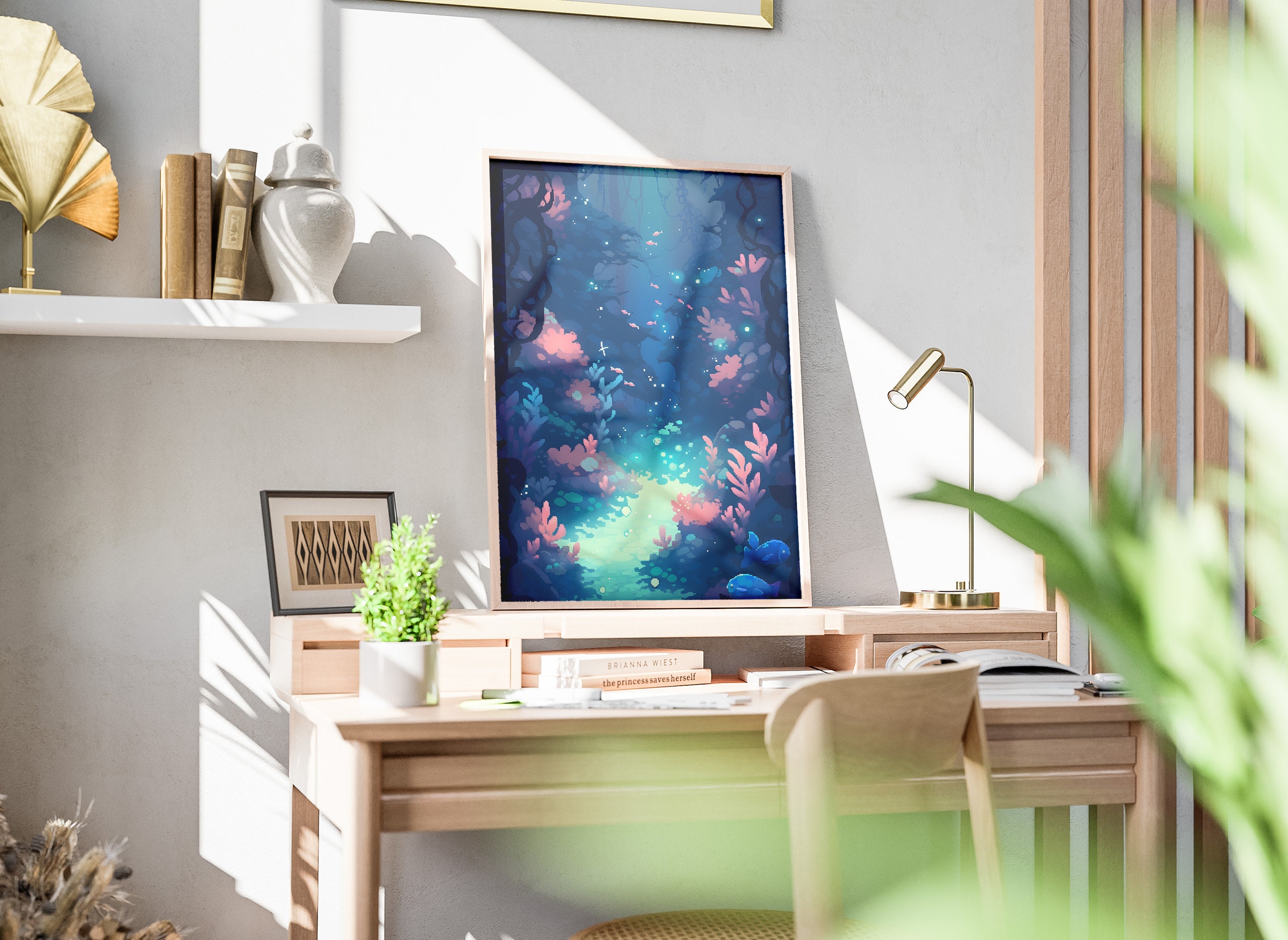 Pixel Art Coral Deep Sea, Art Digital Instant Download, Printable Home ...