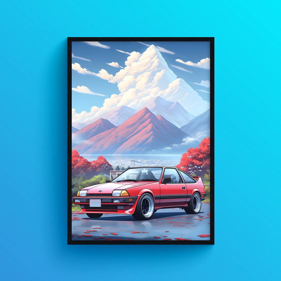 Toyota AE86 Trueno Sunshine Blue, Digital Car Art Instant Download ...
