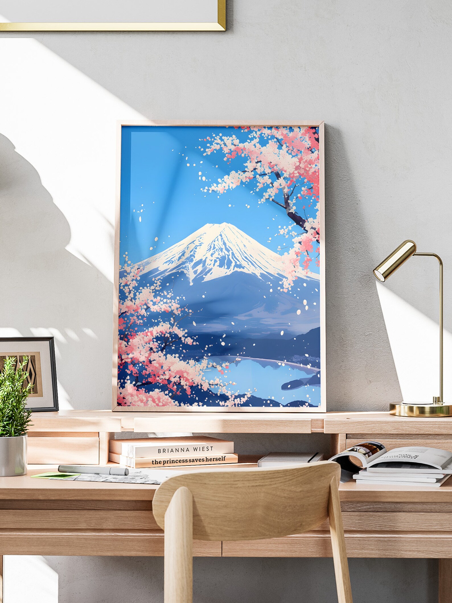 Mount Fuji Pink Sakura Pink Minimalistic Art, Instant Download ...