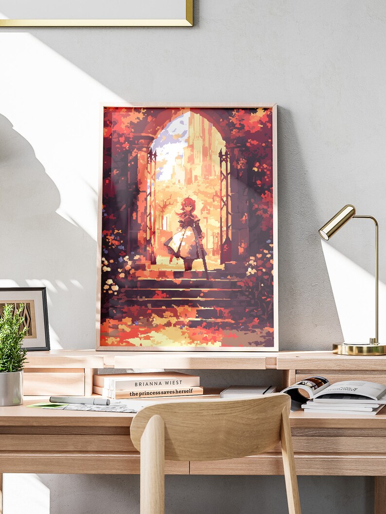 Pixel Art Adventurer Swordswoman, Art Digital Instant Download, Printable Home Decor, Ai Art ...