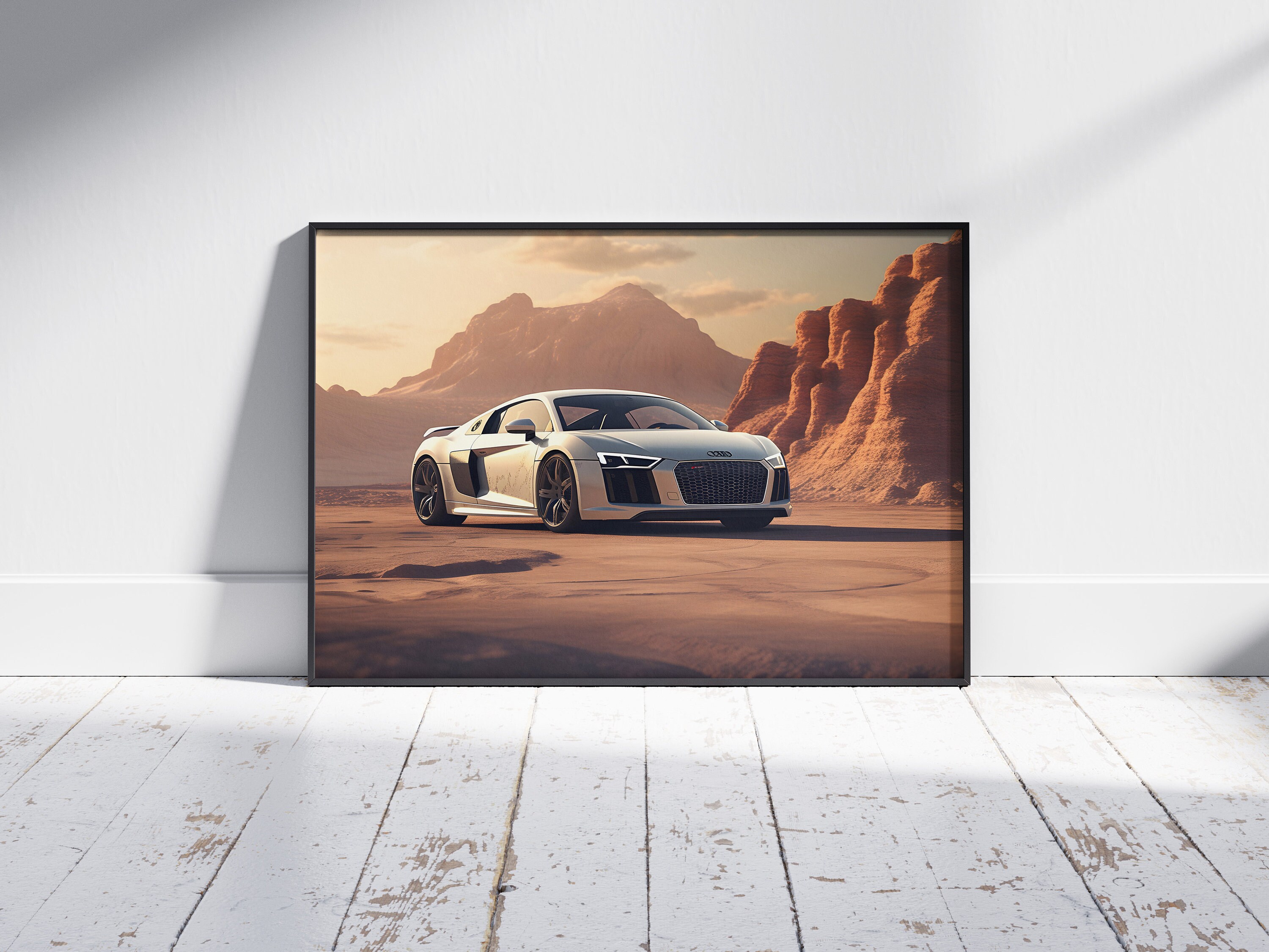 Audi R8 Silver Desert, Digital Car Art Instant Download Printable Home ...