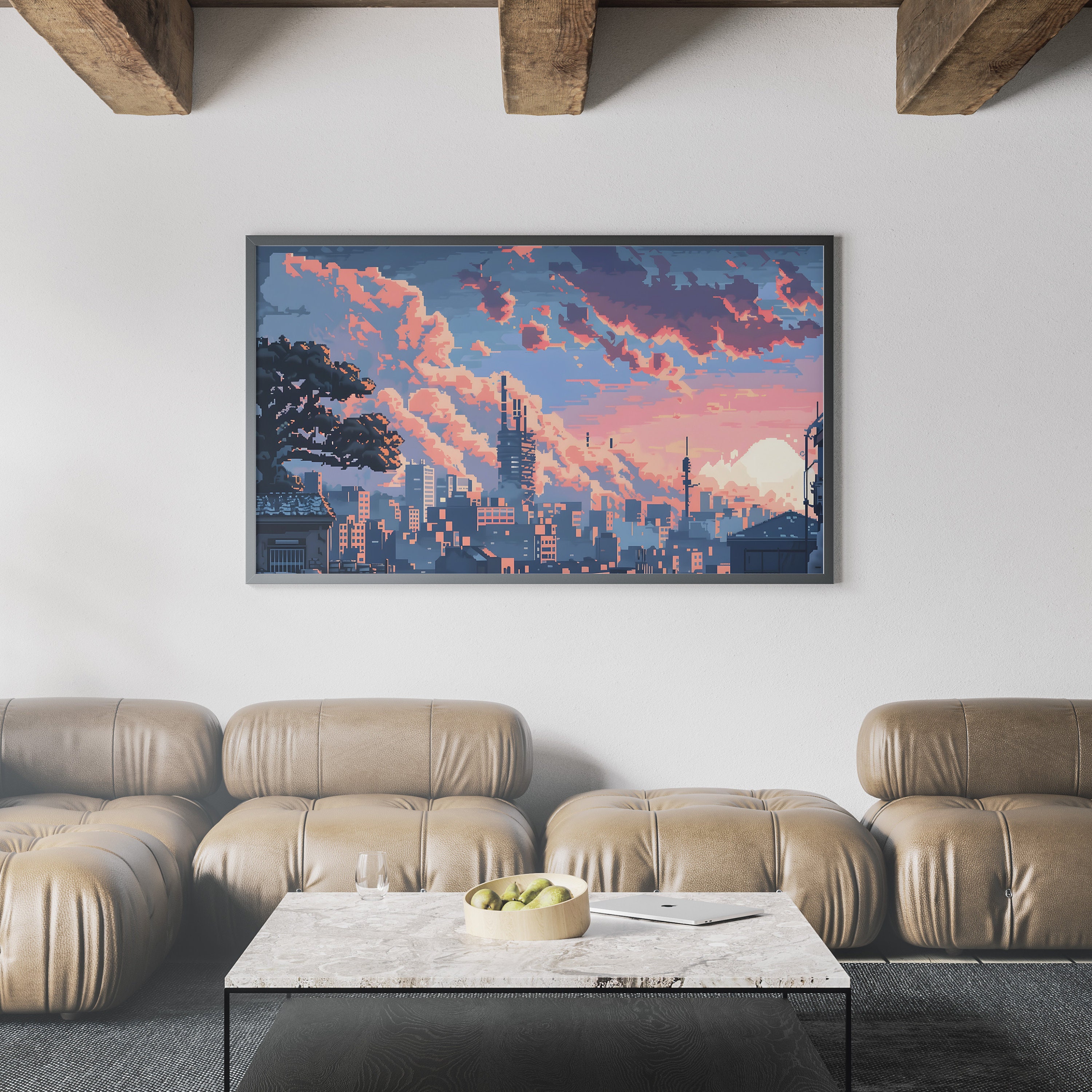 Sunset City Pixel Art, Digital Art Instant Download, Printable Home ...