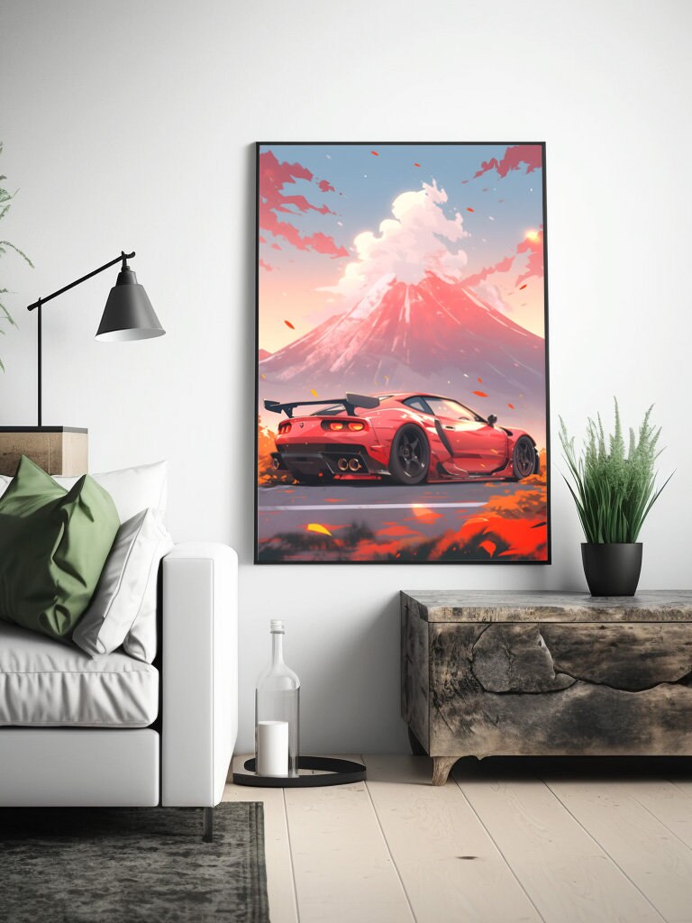 Red Sportscar Artistic Mountain Road Digital Car Art Instant - Etsy