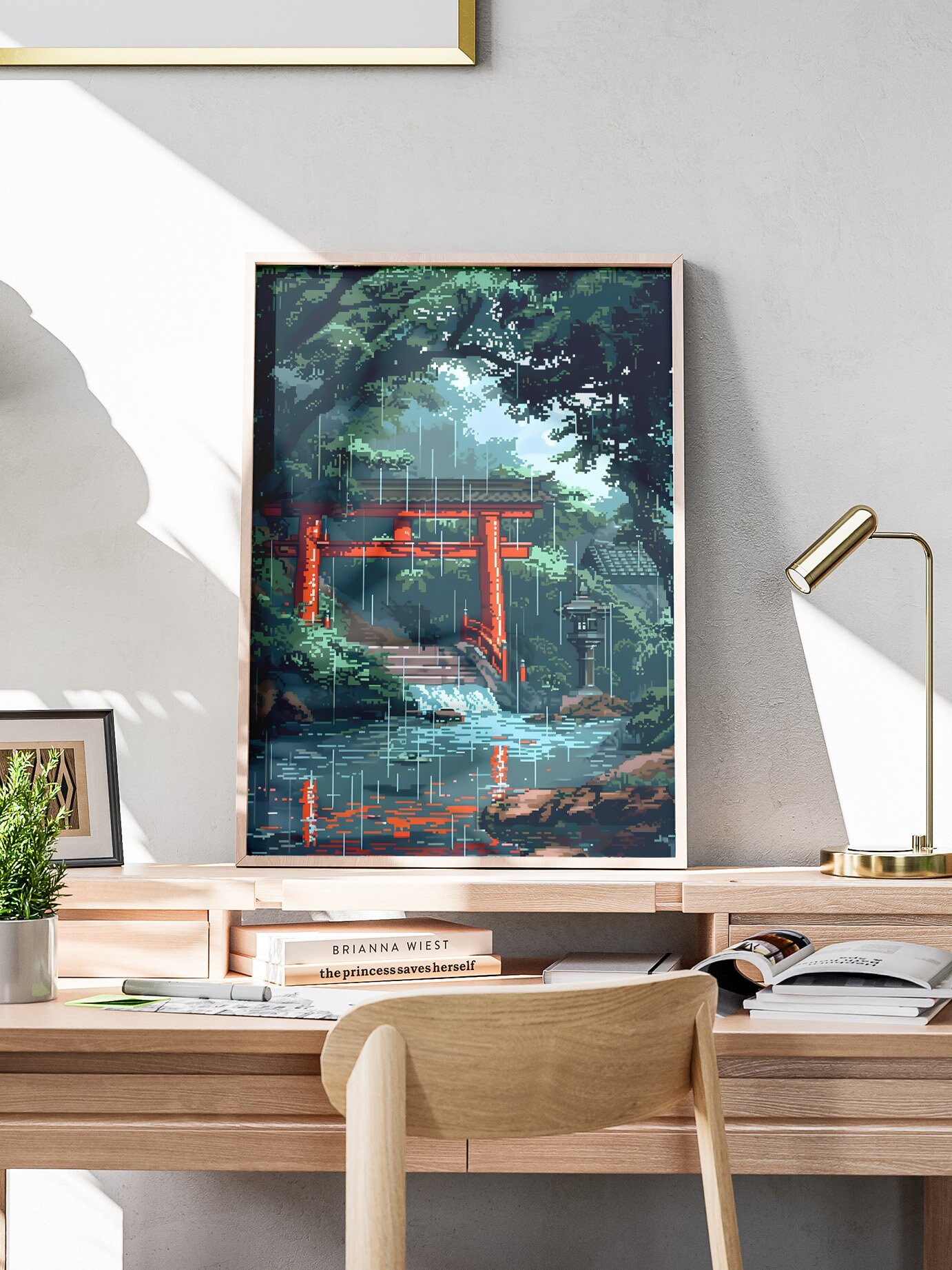 Pixel Art Japanese Torri Gate Lake, Art Digital Instant Download ...