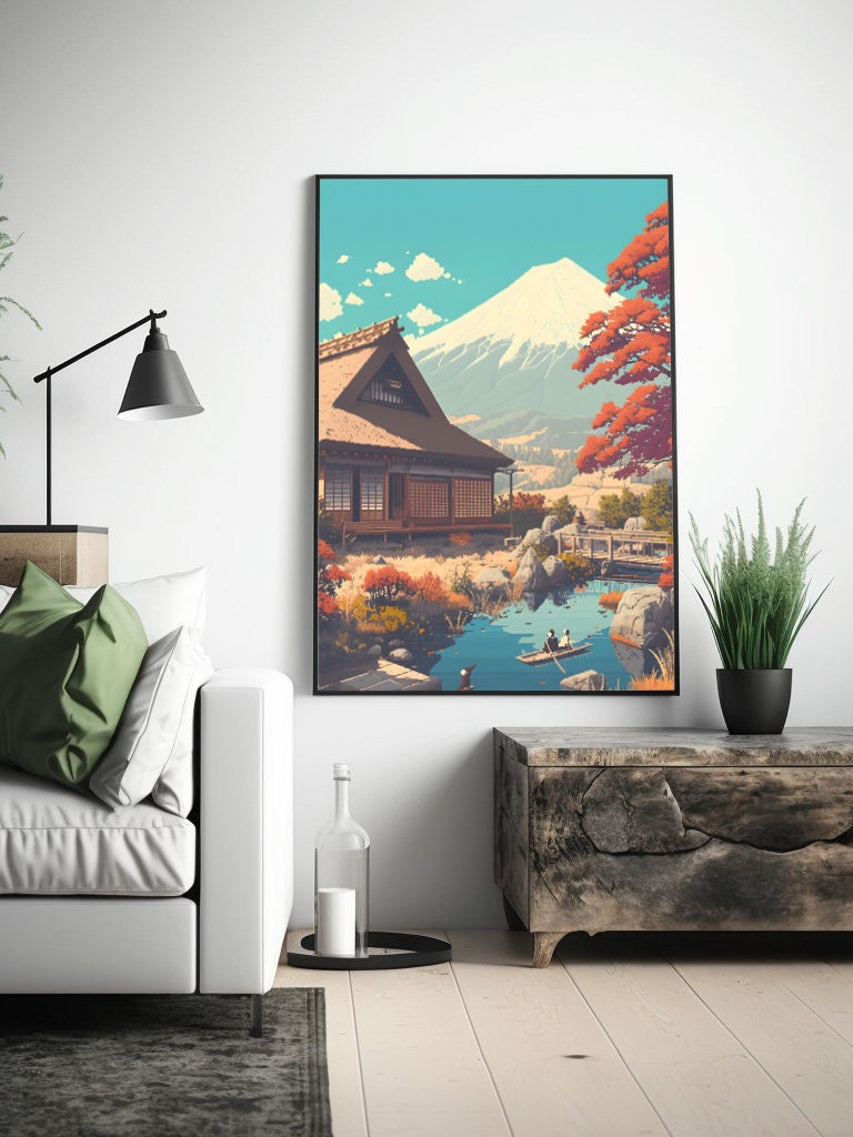 Pixel Art Traditional Japanese Village House, Art Digital Instant ...