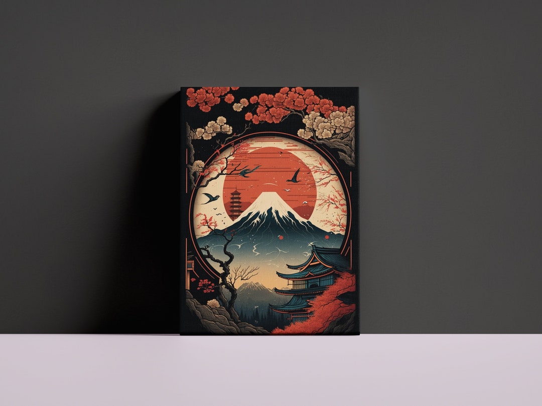 Digital Japan Vintage Art Style Instant Download, Blue Mountain ...