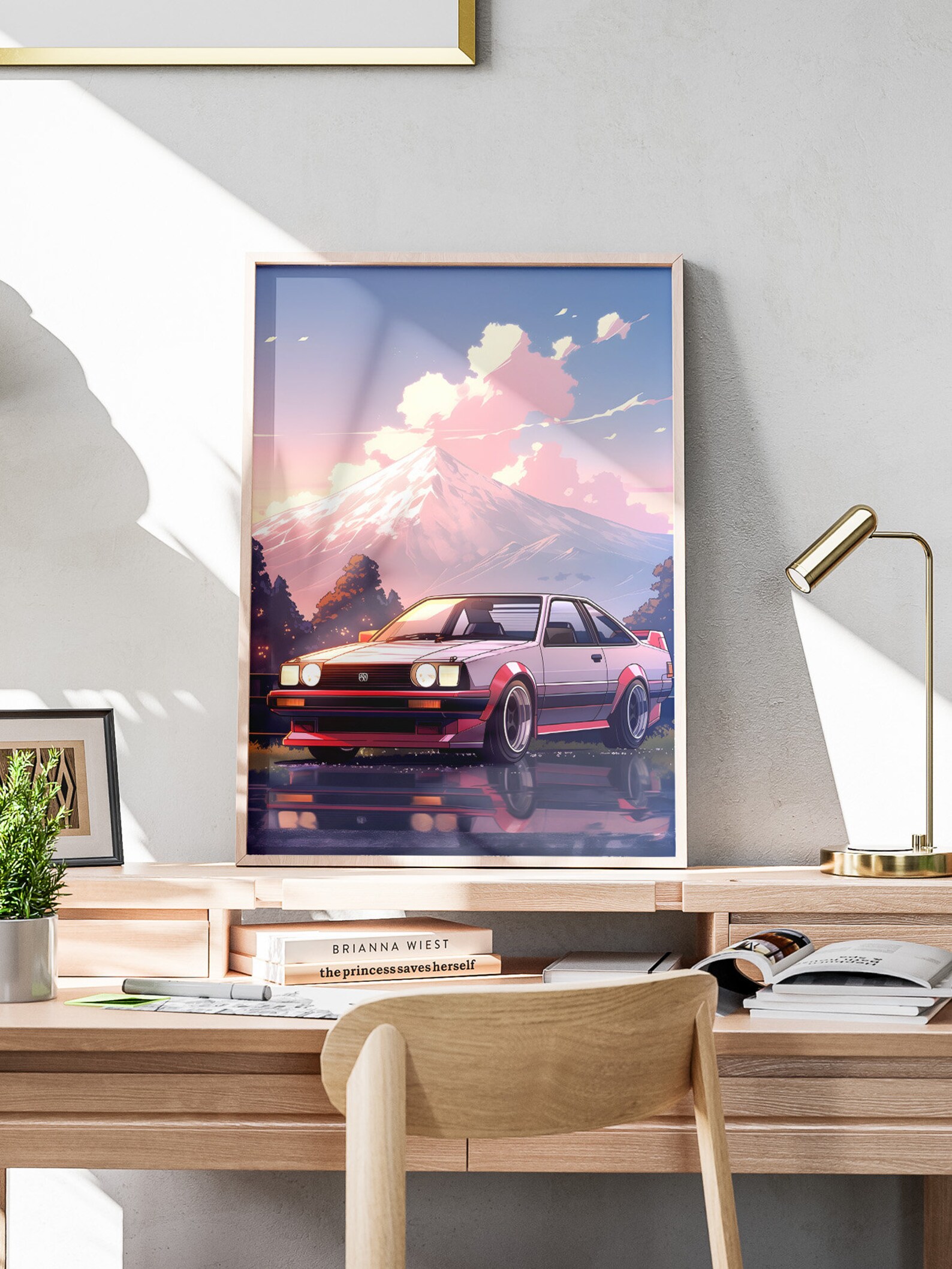 Toyota AE86 Trueno Sunset Mountain Pink Glow, Digital Car Art Instant ...