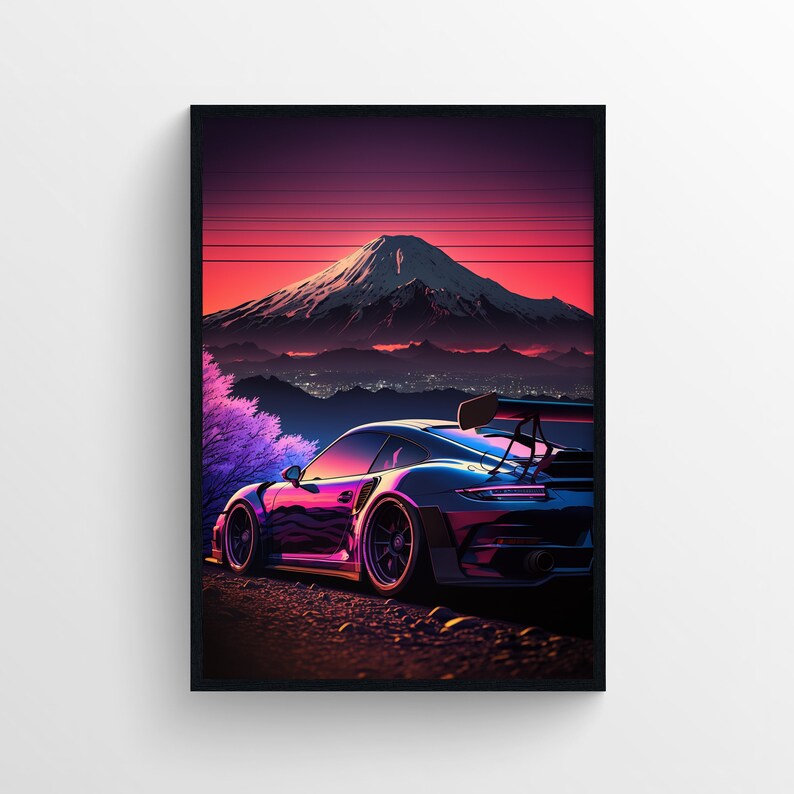 Porsche Japanese Landscape, Car Art Print Framed / Unframed / Canvas ...
