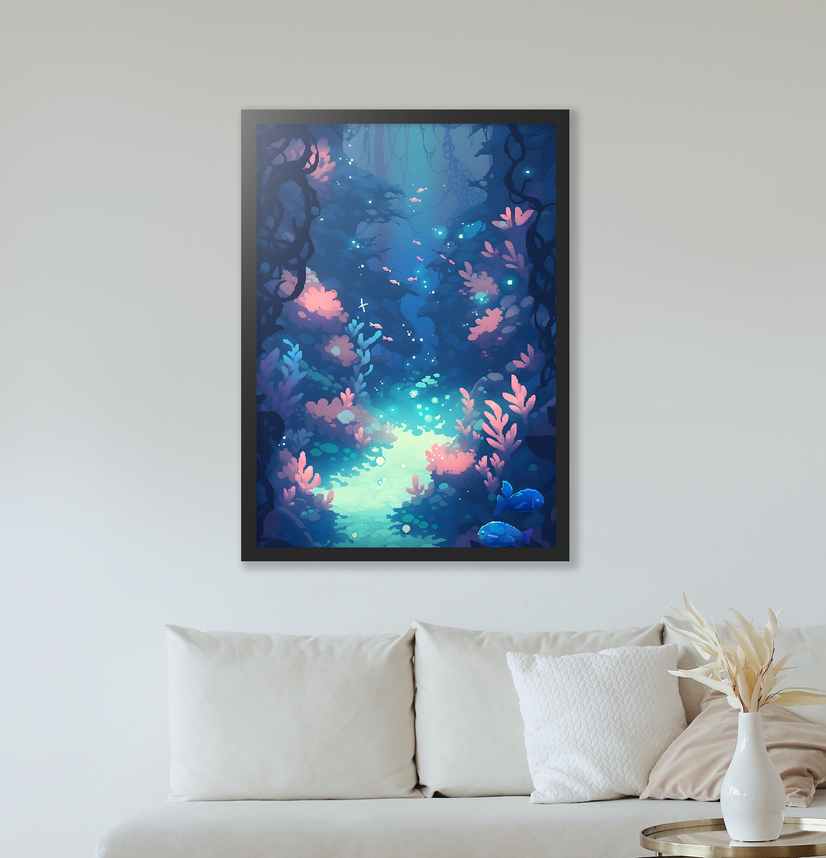 Pixel Art Coral Deep Sea, Art Digital Instant Download, Printable Home ...