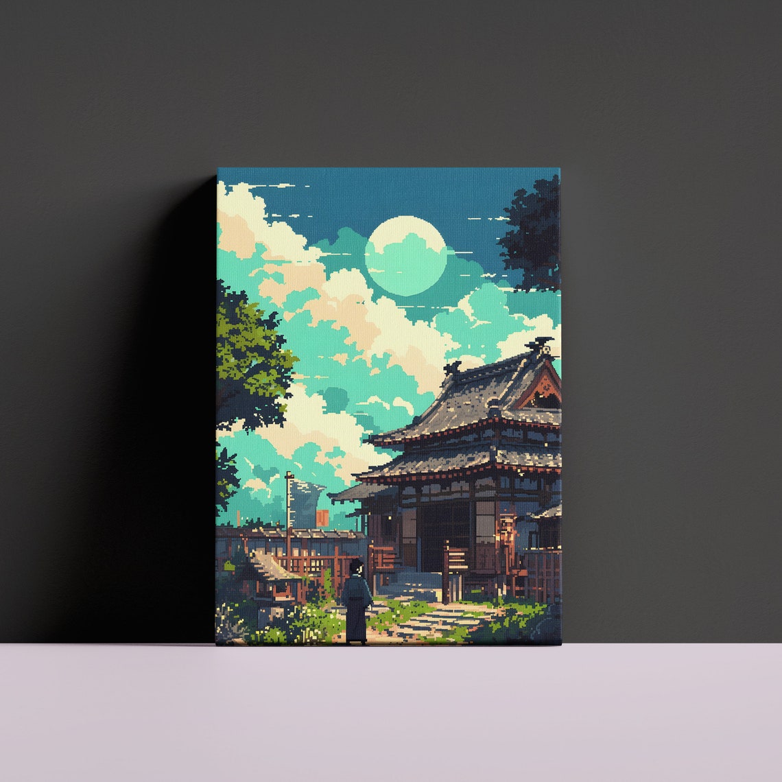 Pixel Art Traditional Samurai Village House, Art Digital Instant ...