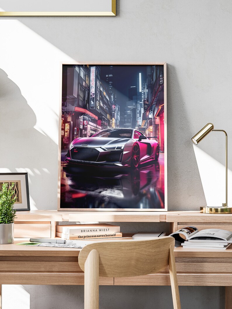 Audi R8 Neon City, Digital Car Art Instant Download, Printable Home ...
