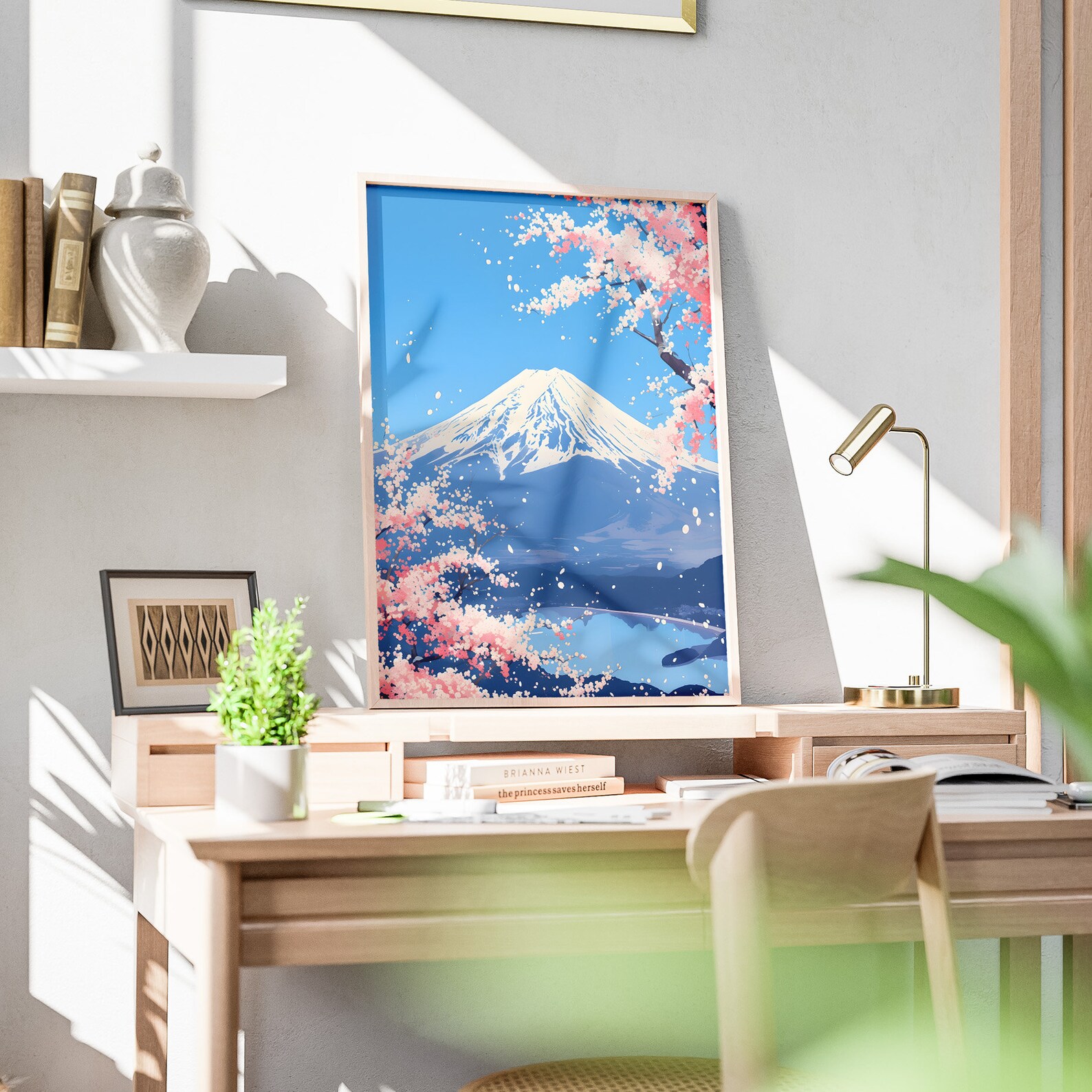 Mount Fuji Pink Sakura Pink Minimalistic Art, Instant Download ...