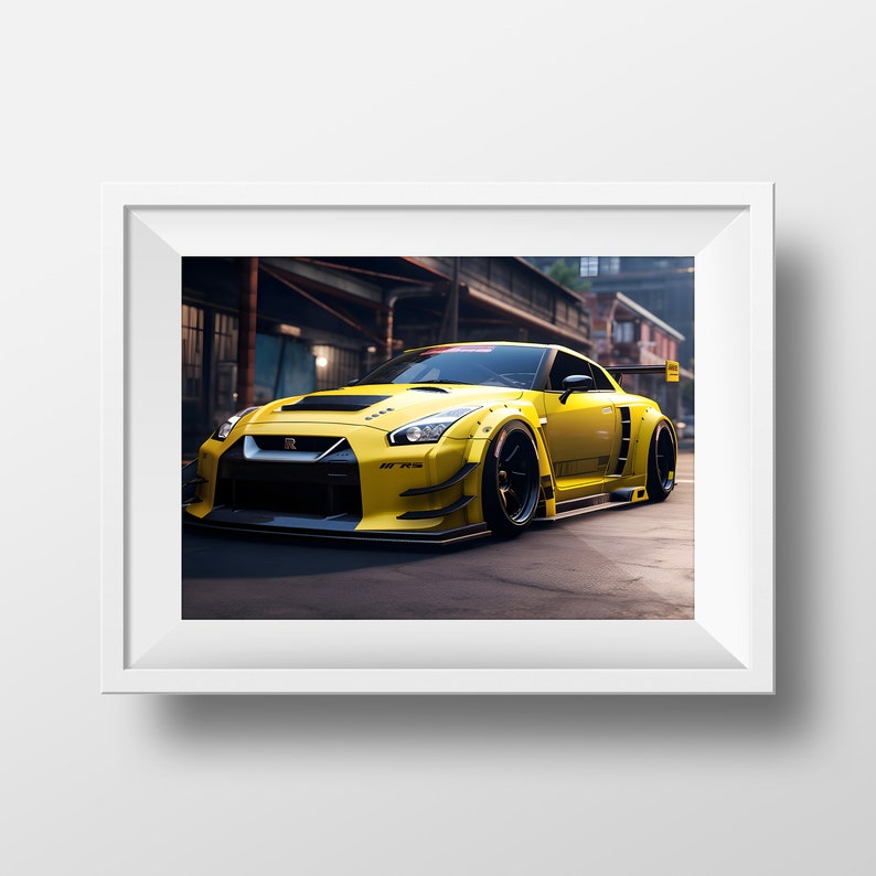 Nissan GTR R35 Nismo Yellow, Car Art Print Framed / Unframed / Canvas ...