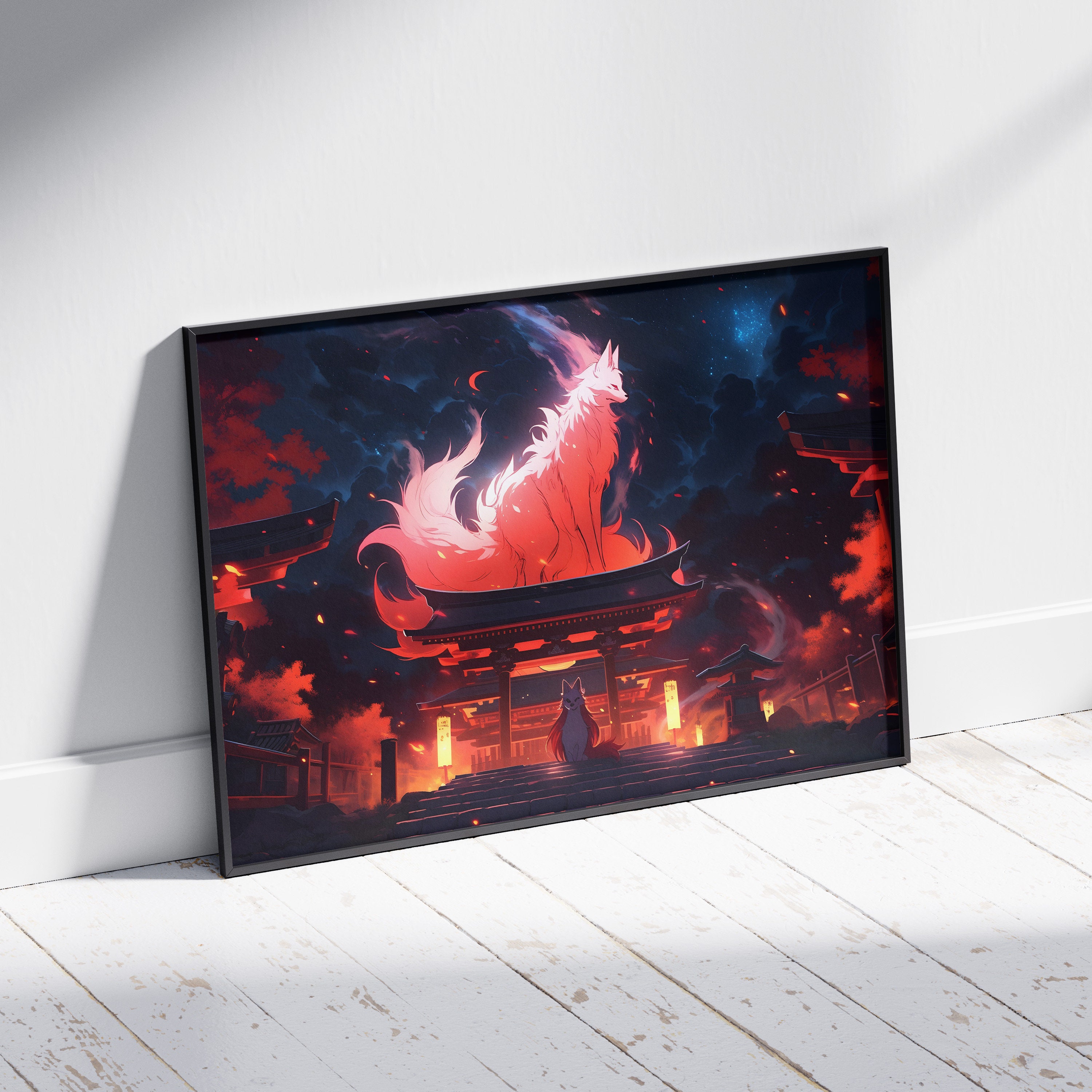 Traditional Japanese Kitsune, Digital Art Instant Download Printable ...