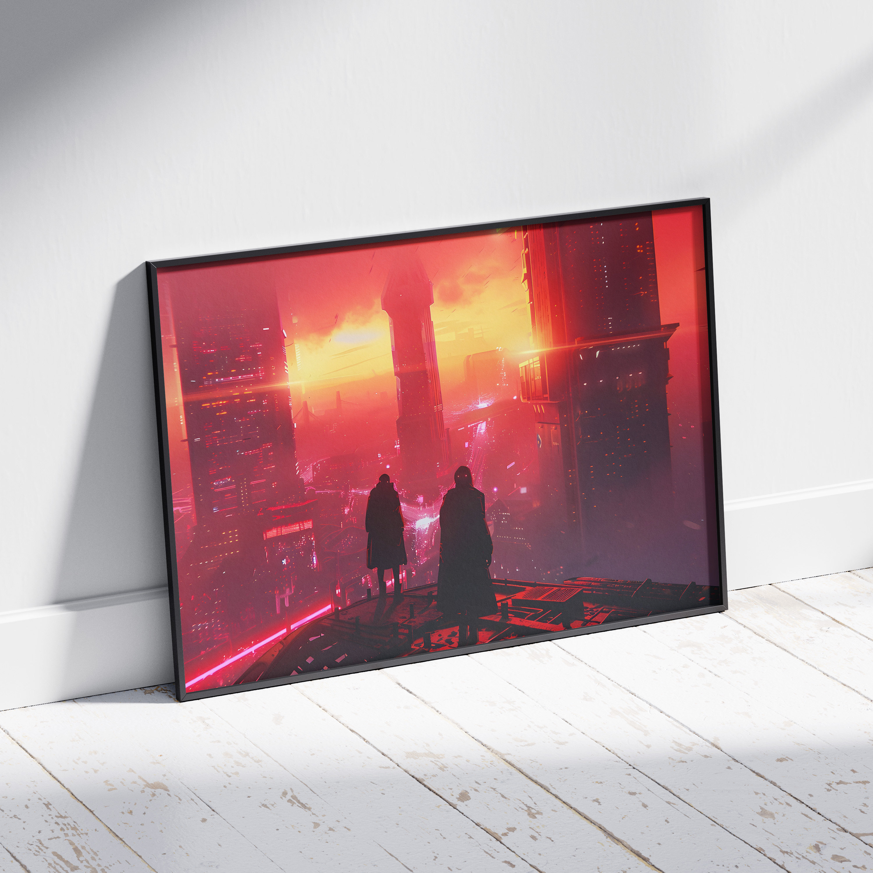 Cyberpunk City Red Glow, Digital Car Art Instant Download Printable ...