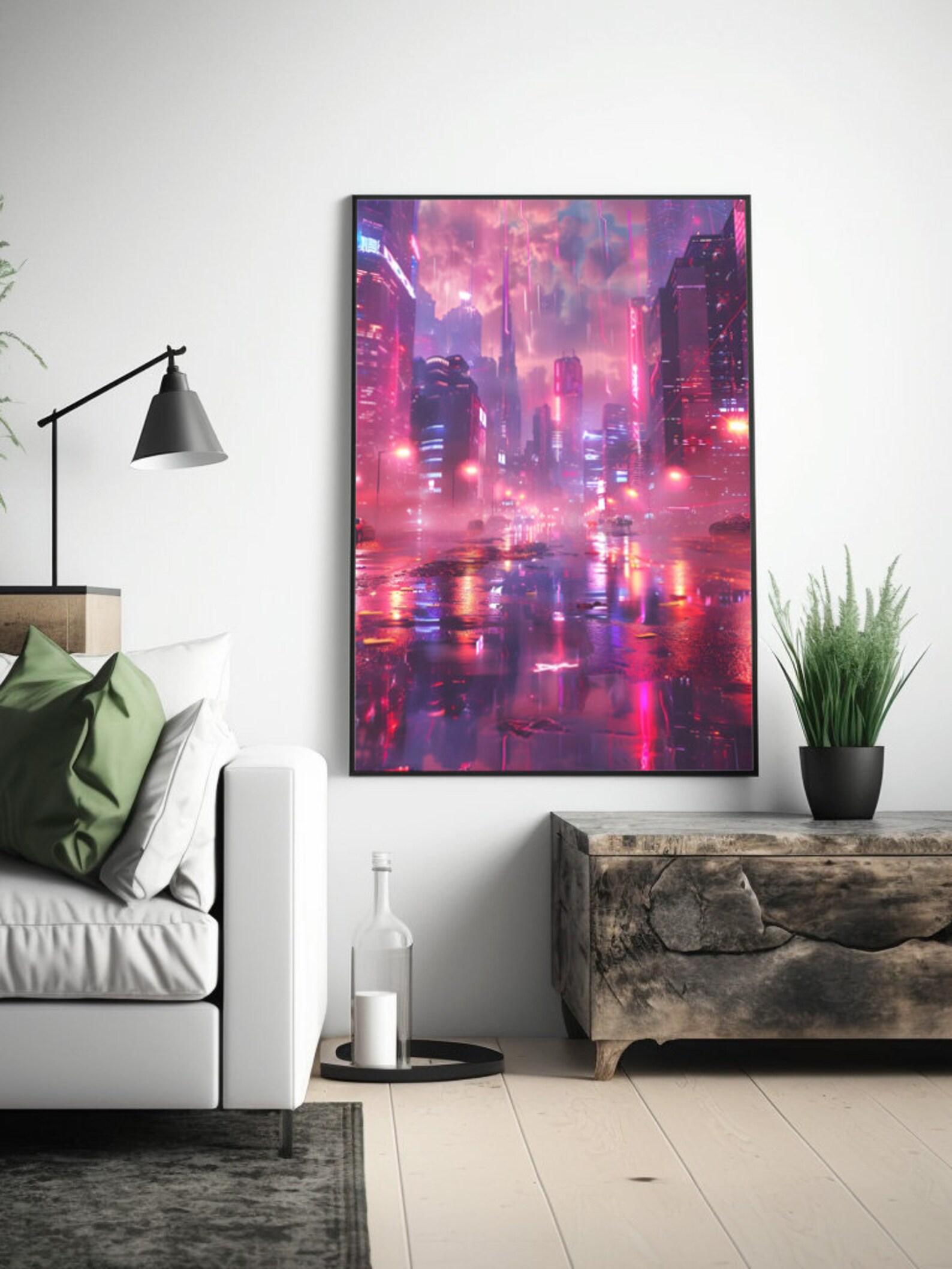 Cyberpunk City Red Glow Street, Art Digital Instant Download, Printable ...