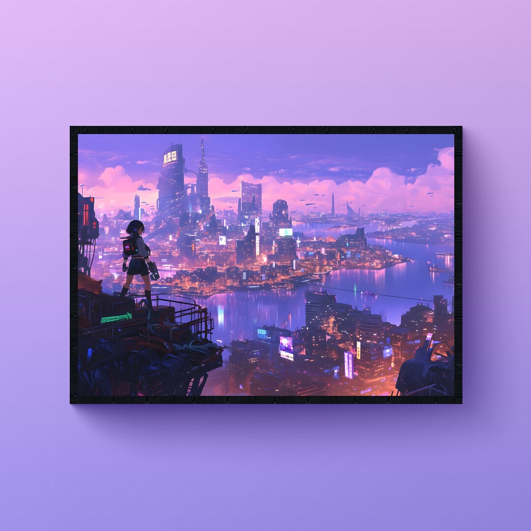 Night City Cyberpunk Sunset Glow, Digital Car Art Instant Download ...