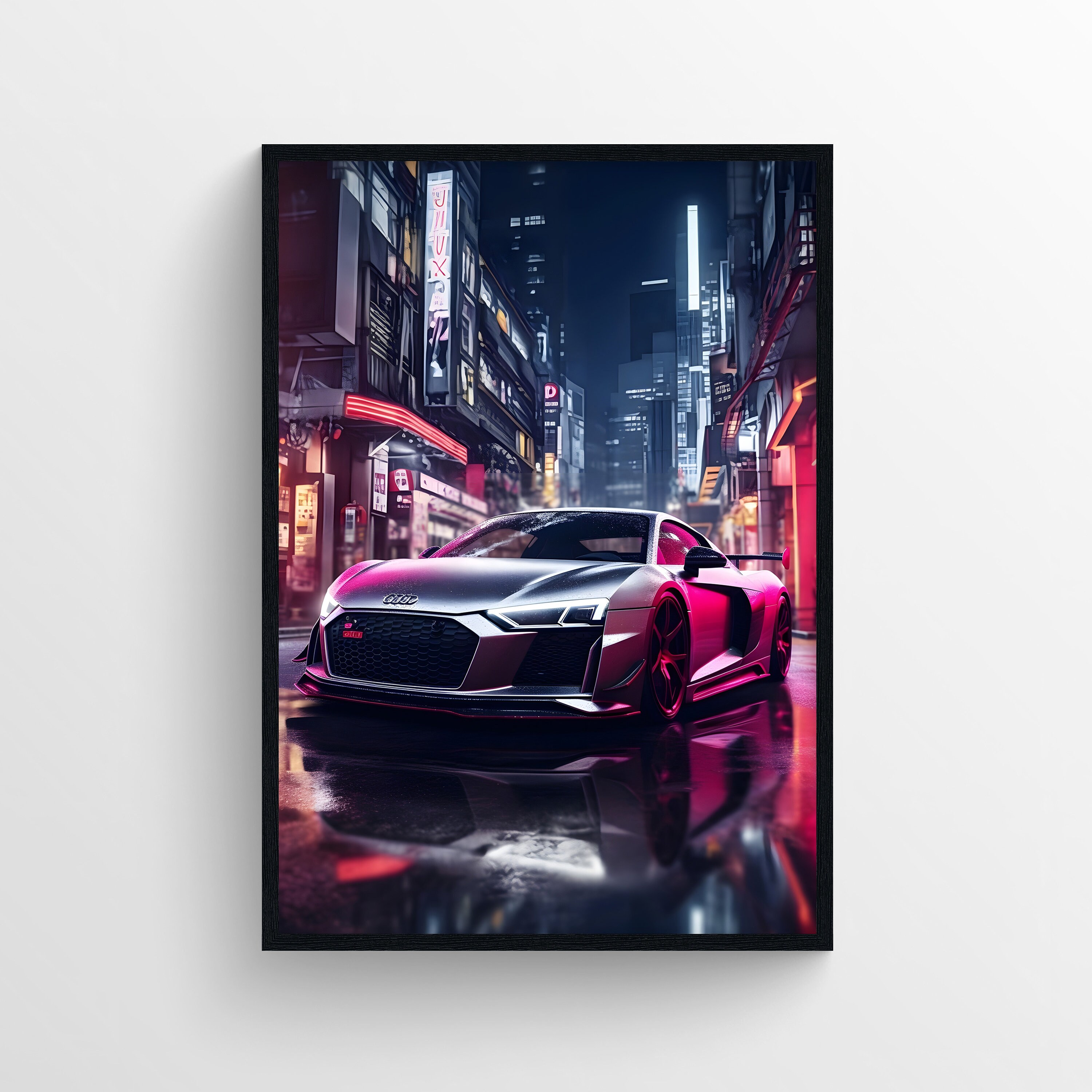 Audi R8 Neon City, Digital Car Art Instant Download, Printable Home ...