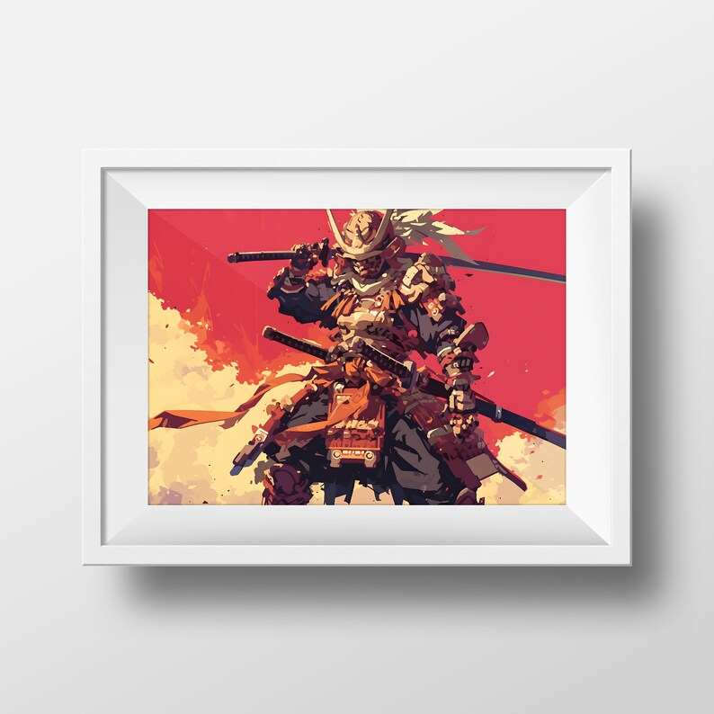 Abstract Art Samurai Warrior Armor Katanas Minimalistic, Art Digital ...