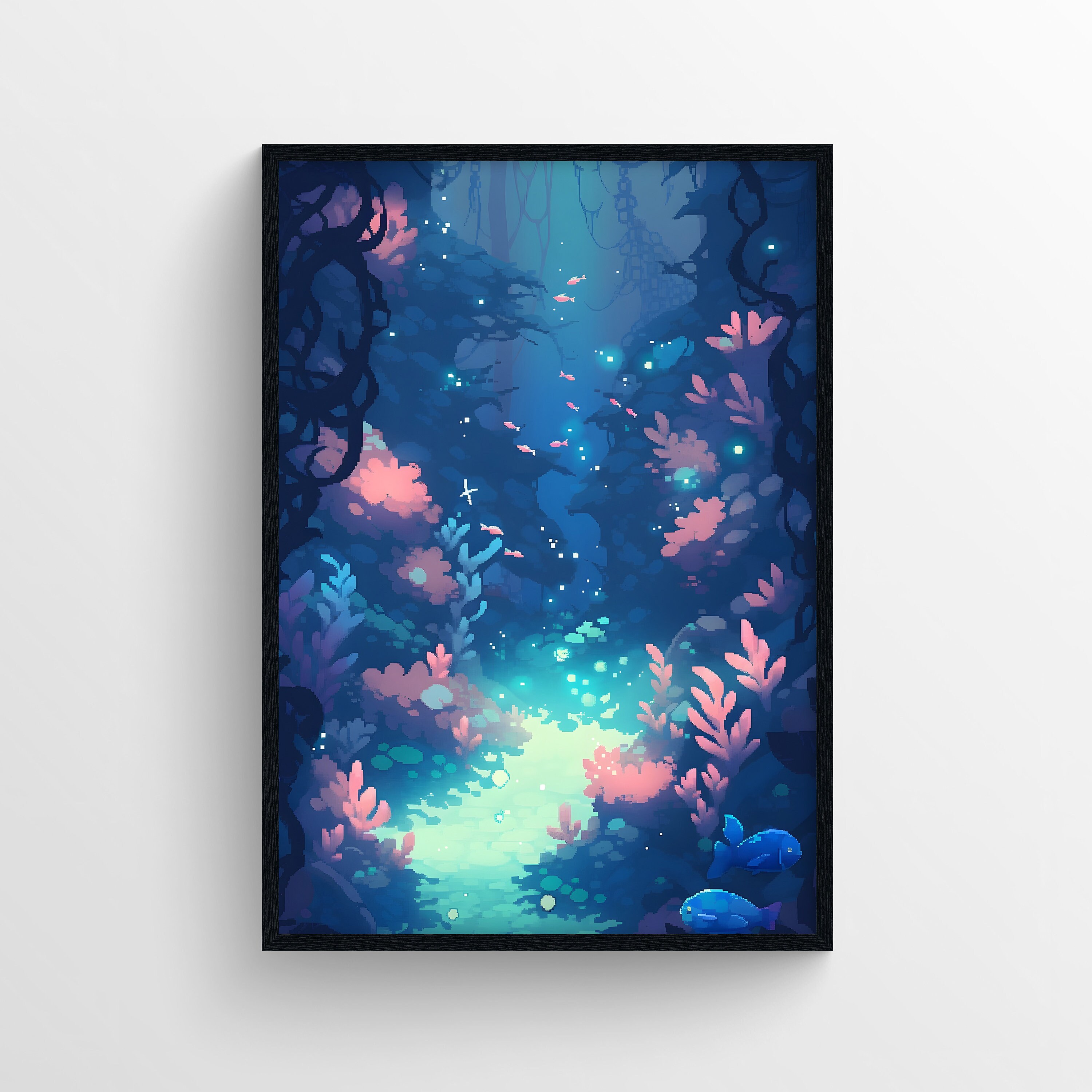 Pixel Art Coral Deep Sea, Art Digital Instant Download, Printable Home ...
