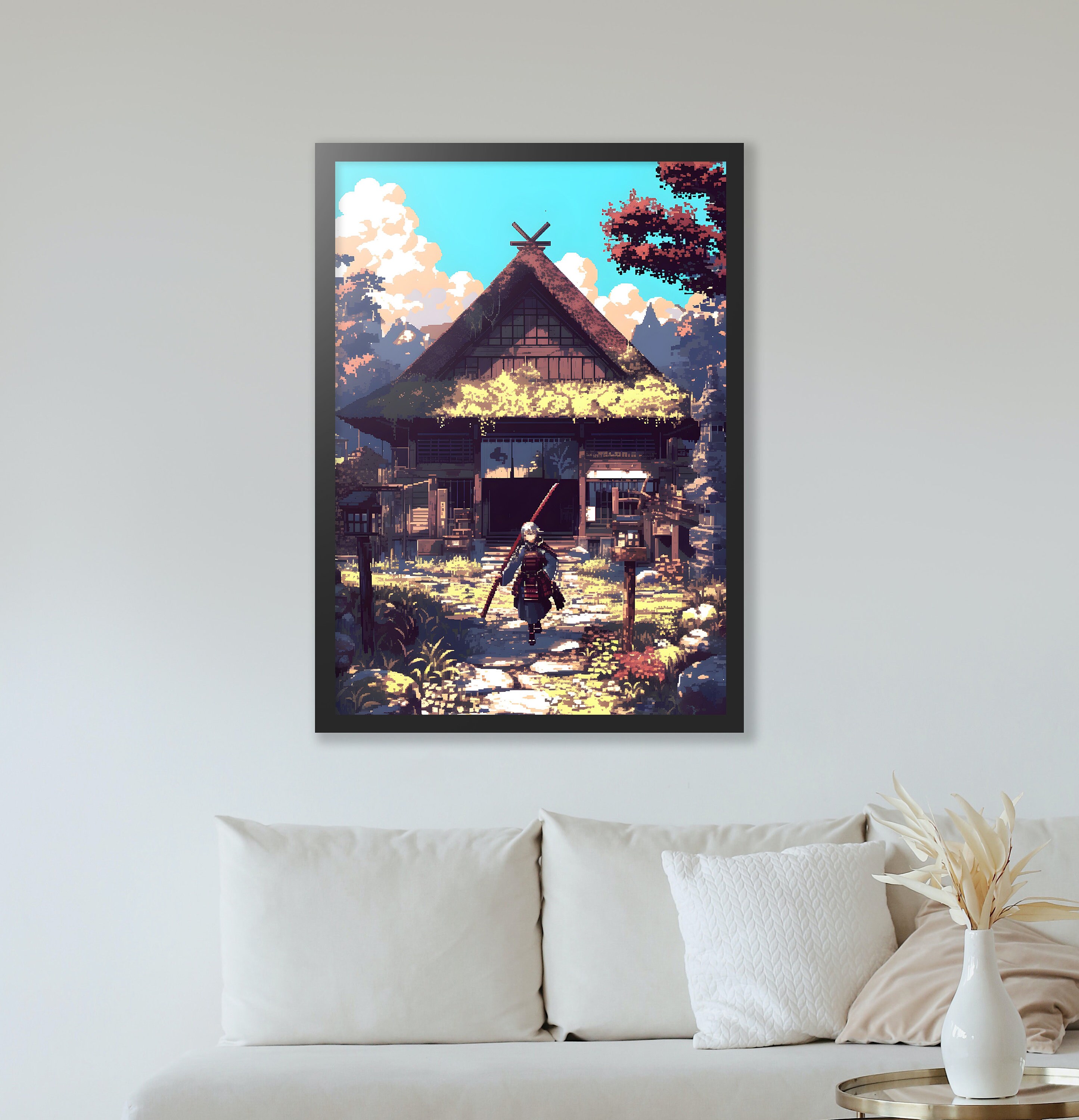Pixel Art Tadeonal Samurai Village House, Art Digital Instant Download ...