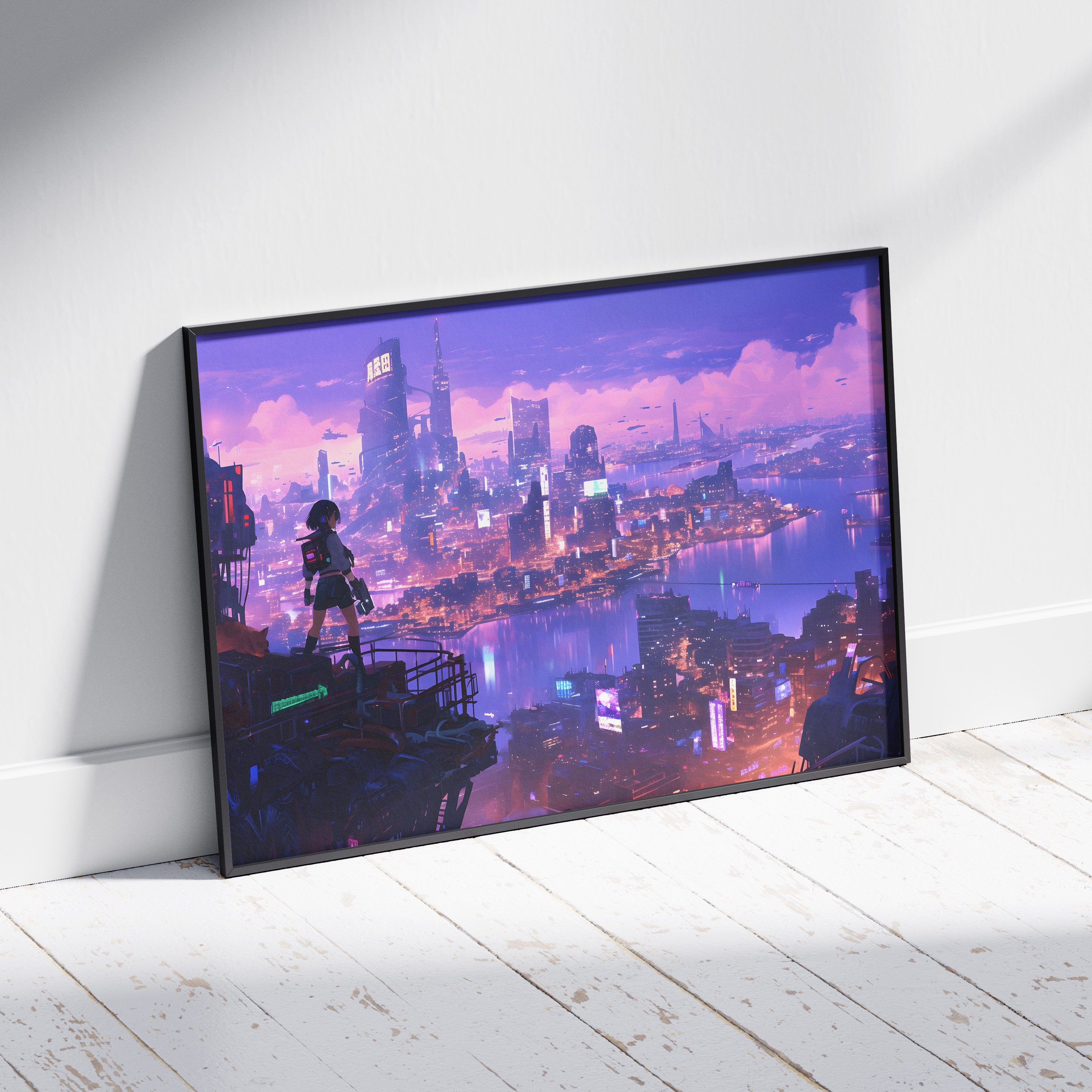 Night City Cyberpunk Sunset Glow, Digital Car Art Instant Download ...