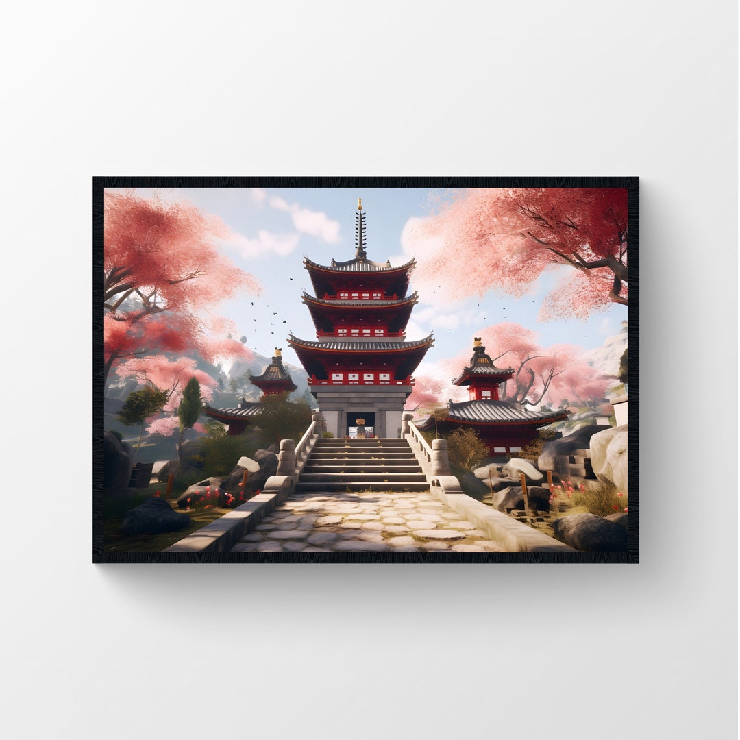 Traditional Japanese Tower Shrine, Car Art Print Framed / Unframed ...