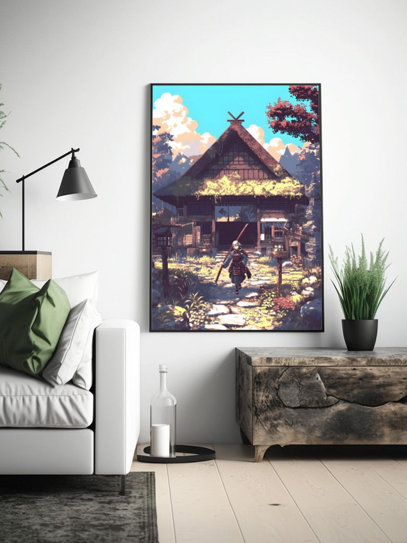 Pixel Art Tadeonal Samurai Village House, Art Digital Instant Download ...