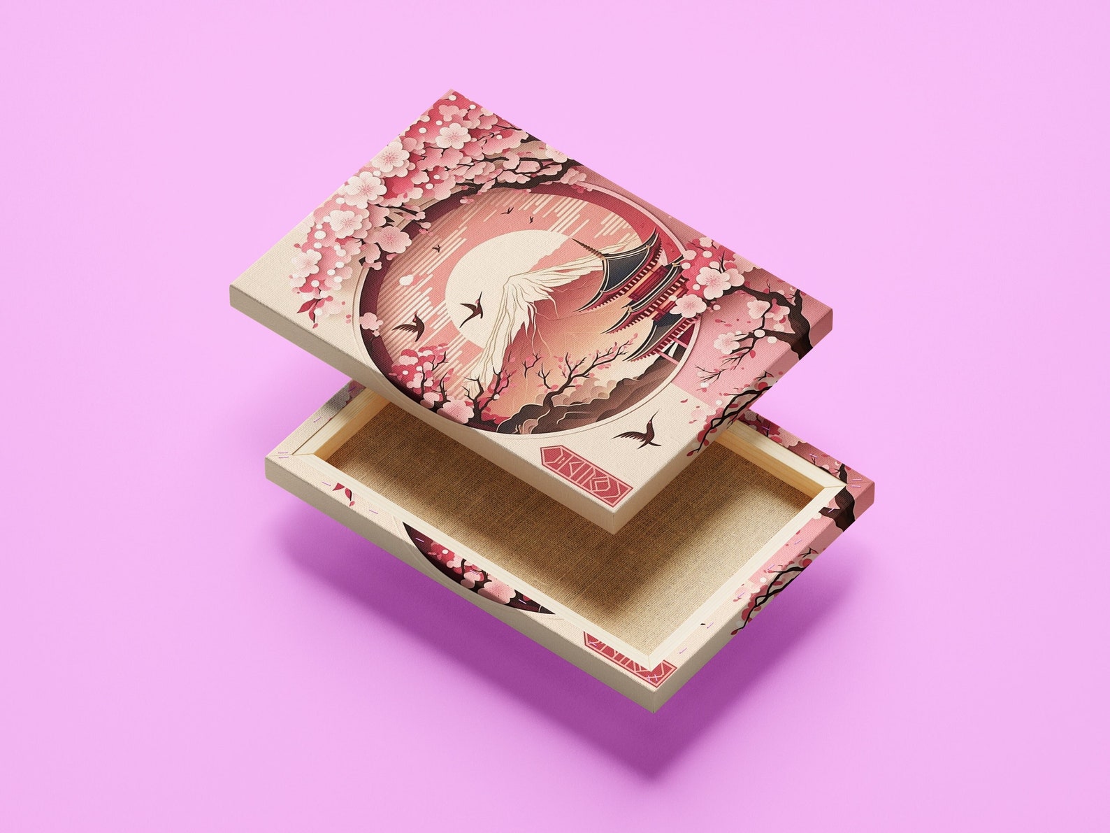 Digital Japan Pink Art Instant Download, Mountain Art Style, Printable ...