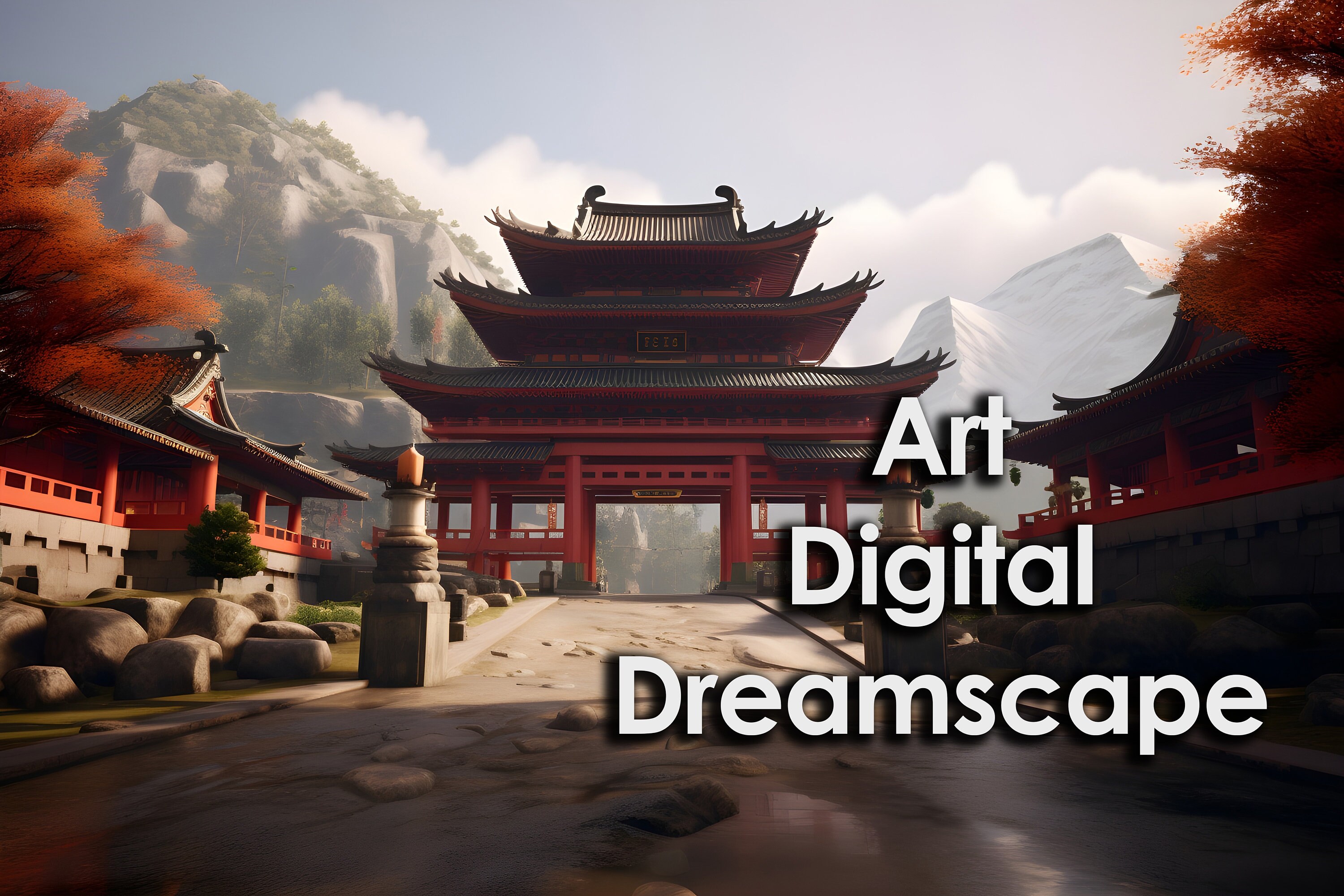 Traditional Japanese Torii Gate Shrine, Digital Art Instant Download ...