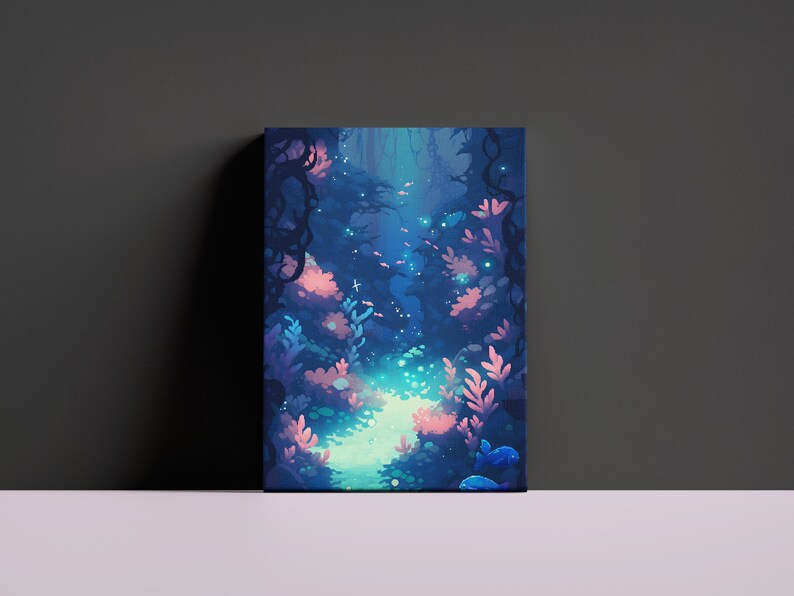 Pixel Art Coral Deep Sea, Art Digital Instant Download, Printable Home ...